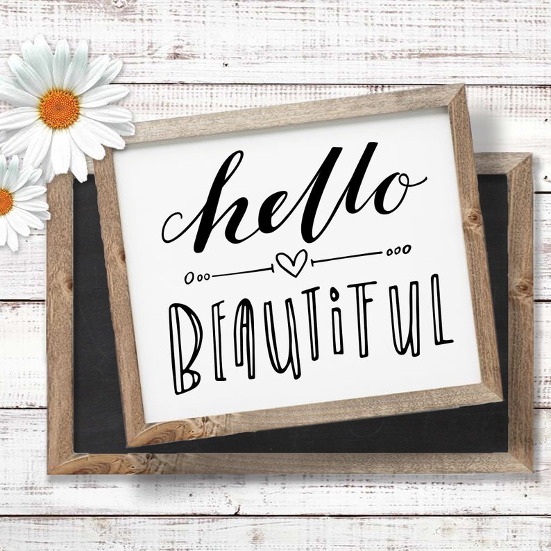 Hello Beautiful SVG Inspirational Bathroom Svg for Mirrors | Etsy