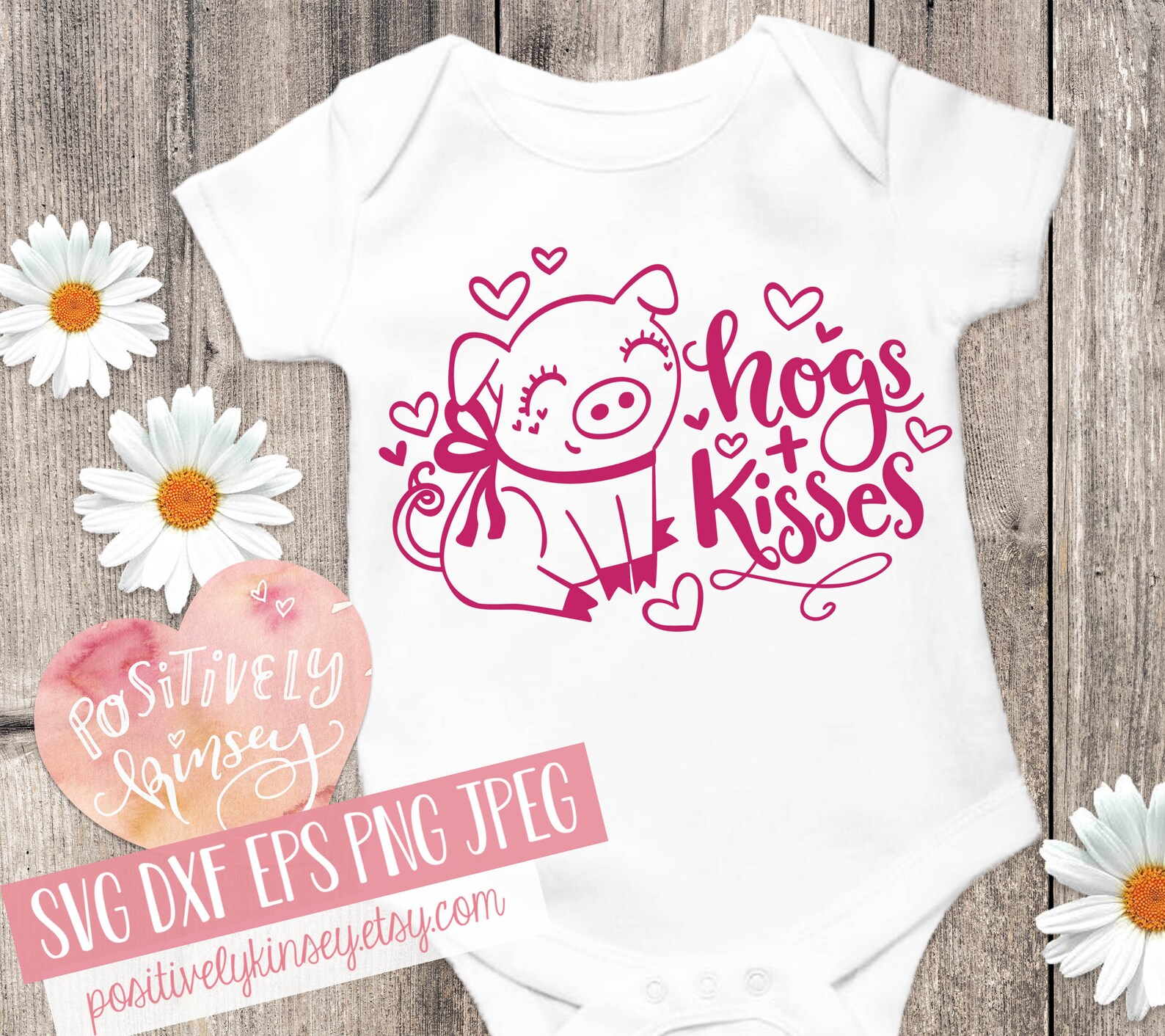 Valentine SVG Hogs and Kisses Pig Svg Design Cute Animals - Etsy