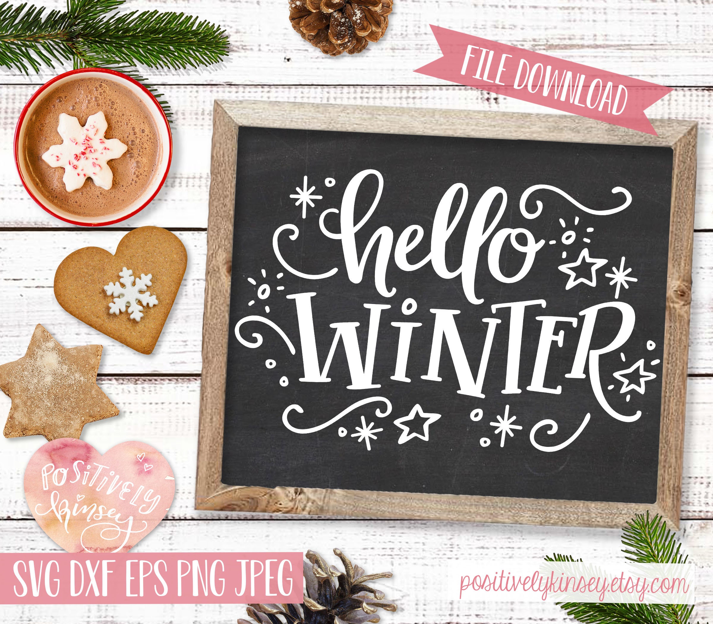 Hello Winter SVG Winter Quote SVG File Mug Design Snow Svg - Etsy