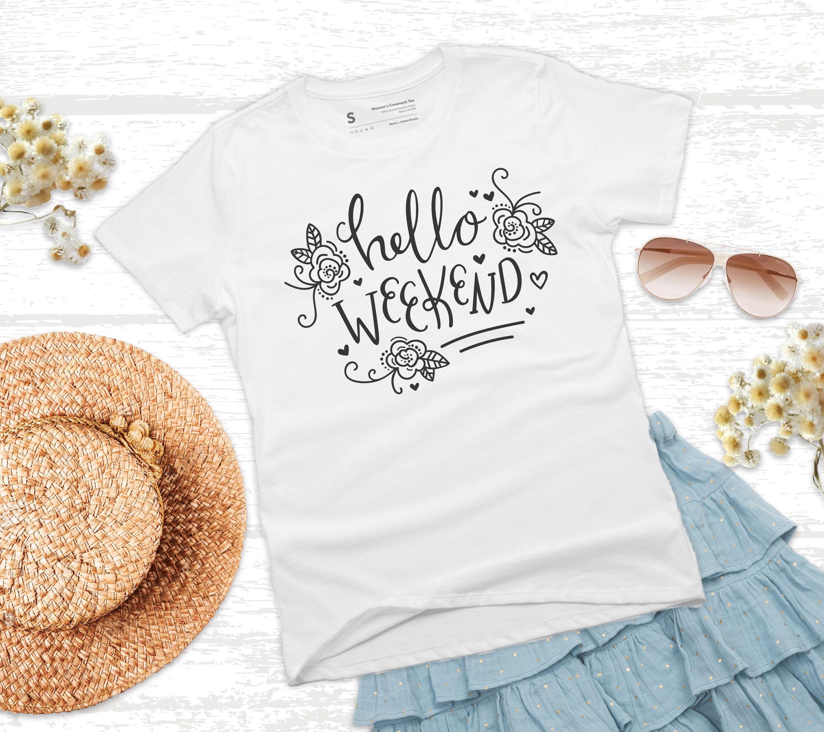 Hello Weekend SVG Cut File Floral Svg for Womens T-shirts - Etsy