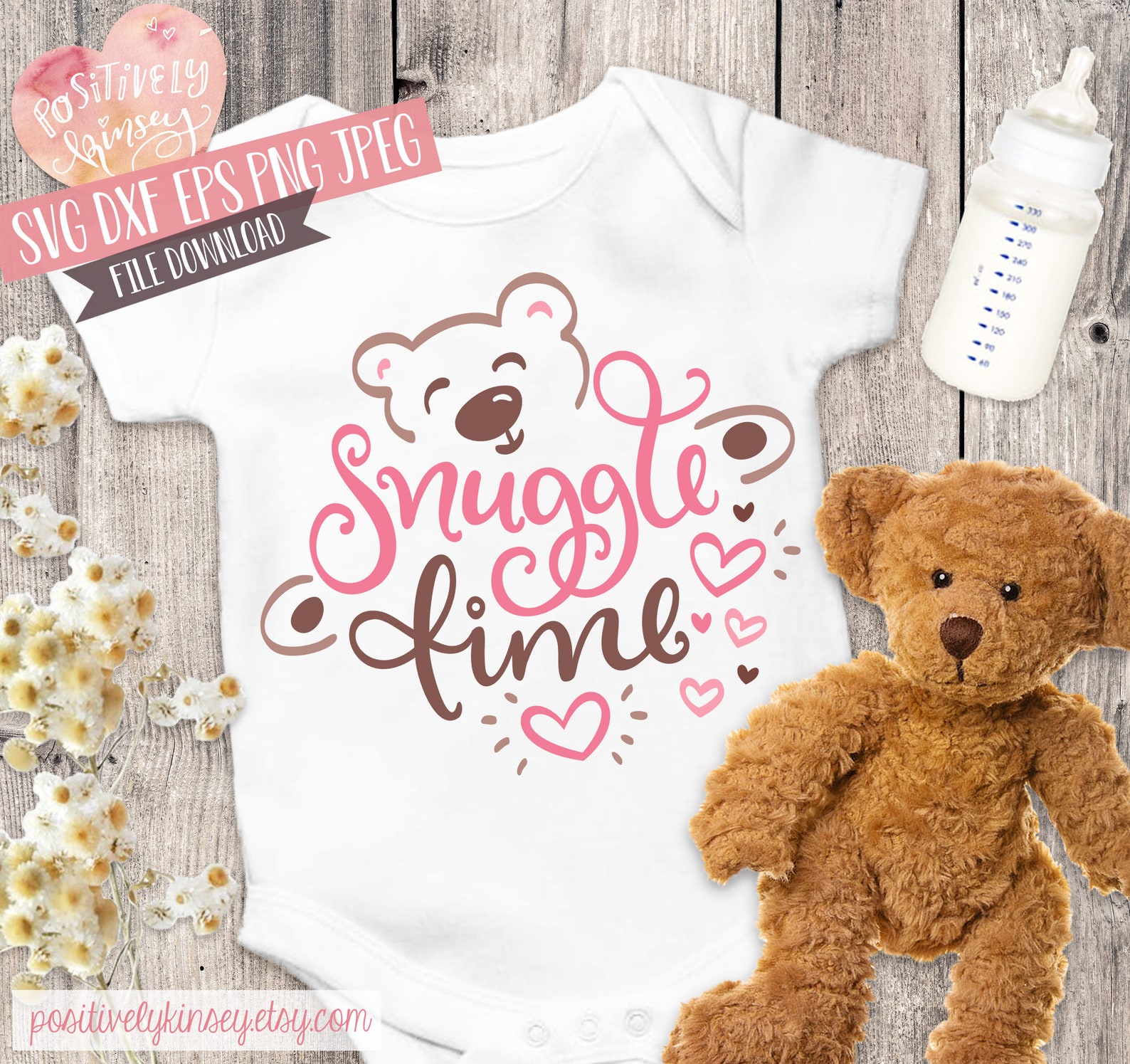 Teddy Bear SVG Snuggle Time Cute Baby Svg Files Baby Girl | Etsy