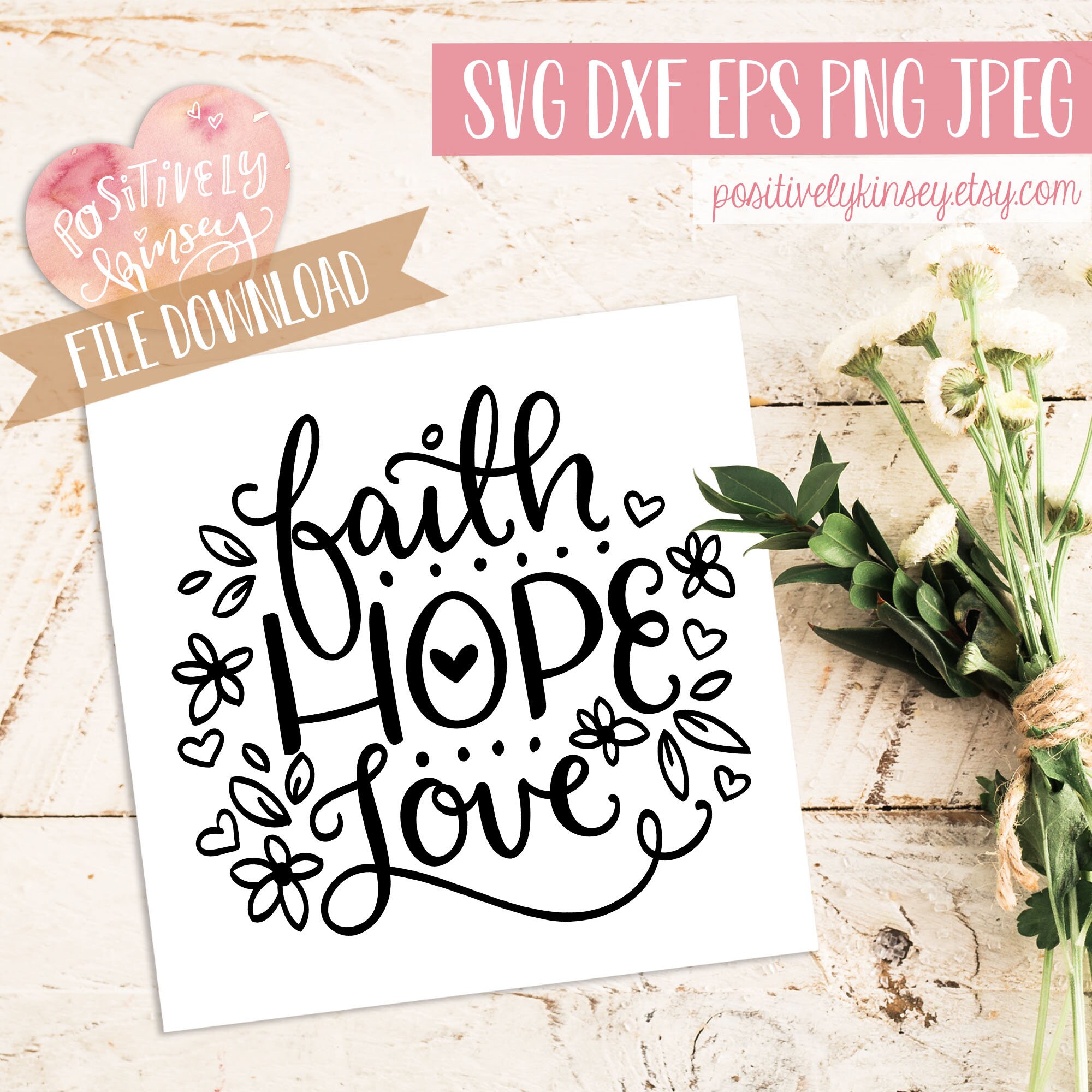 Faith Hope Love SVG Inspirational Svg Faith Svg Positivity | Etsy