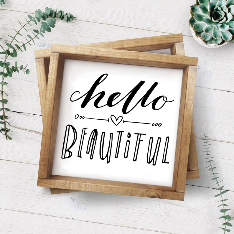 Hello Beautiful SVG Inspirational Bathroom Svg for Mirrors | Etsy