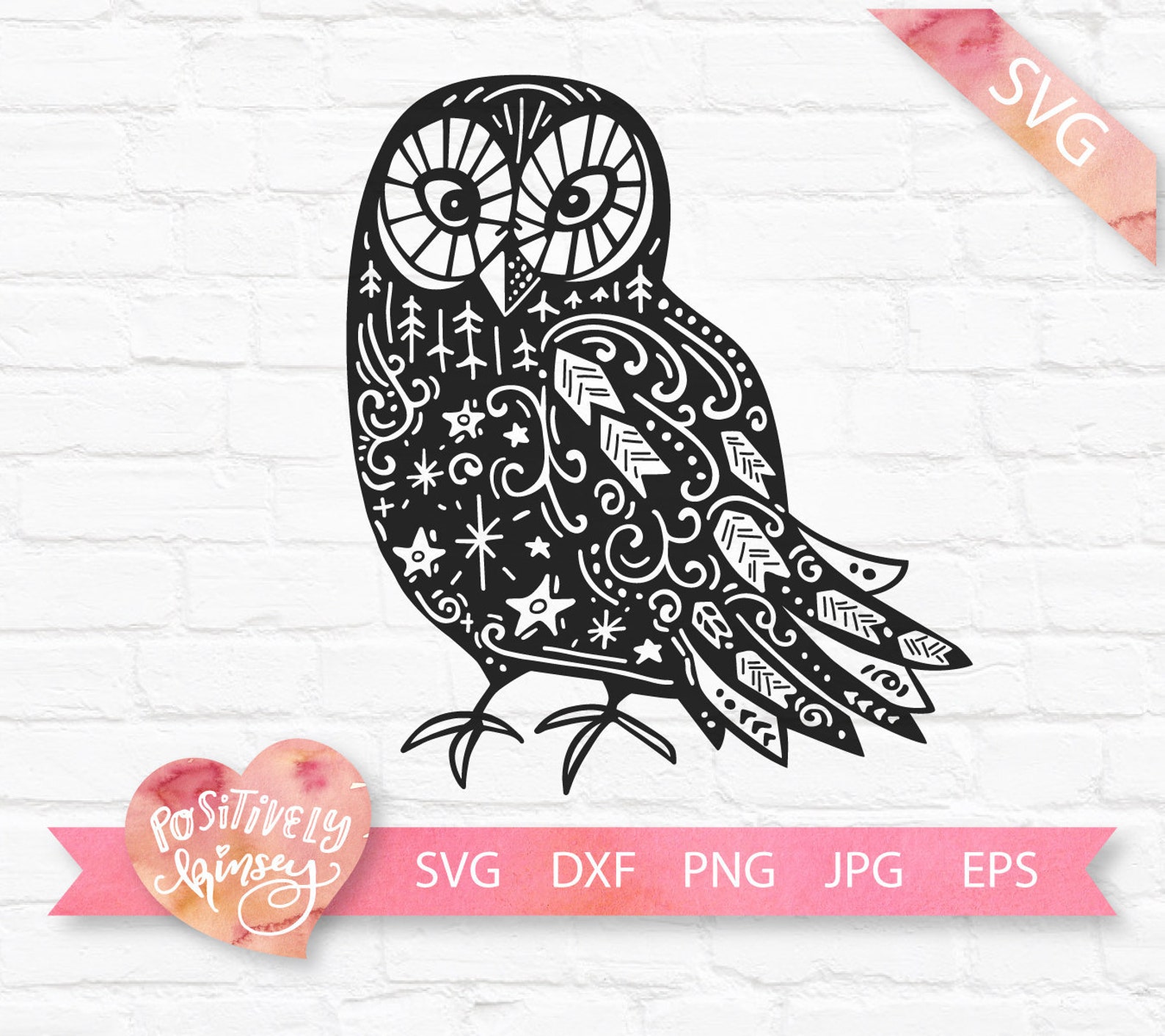 Owl SVG Cute Owl Svg File for Cricut Silhouette Owl Stamp - Etsy
