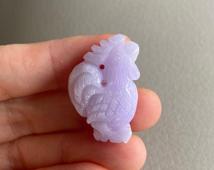 Rooster Jadeite Jade Pendant, Light Lavender, Natural Grade A Jade ...
