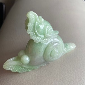 Snail Jadeite Jade Statue, Light Green, Natural Grade A Jade Certified ...