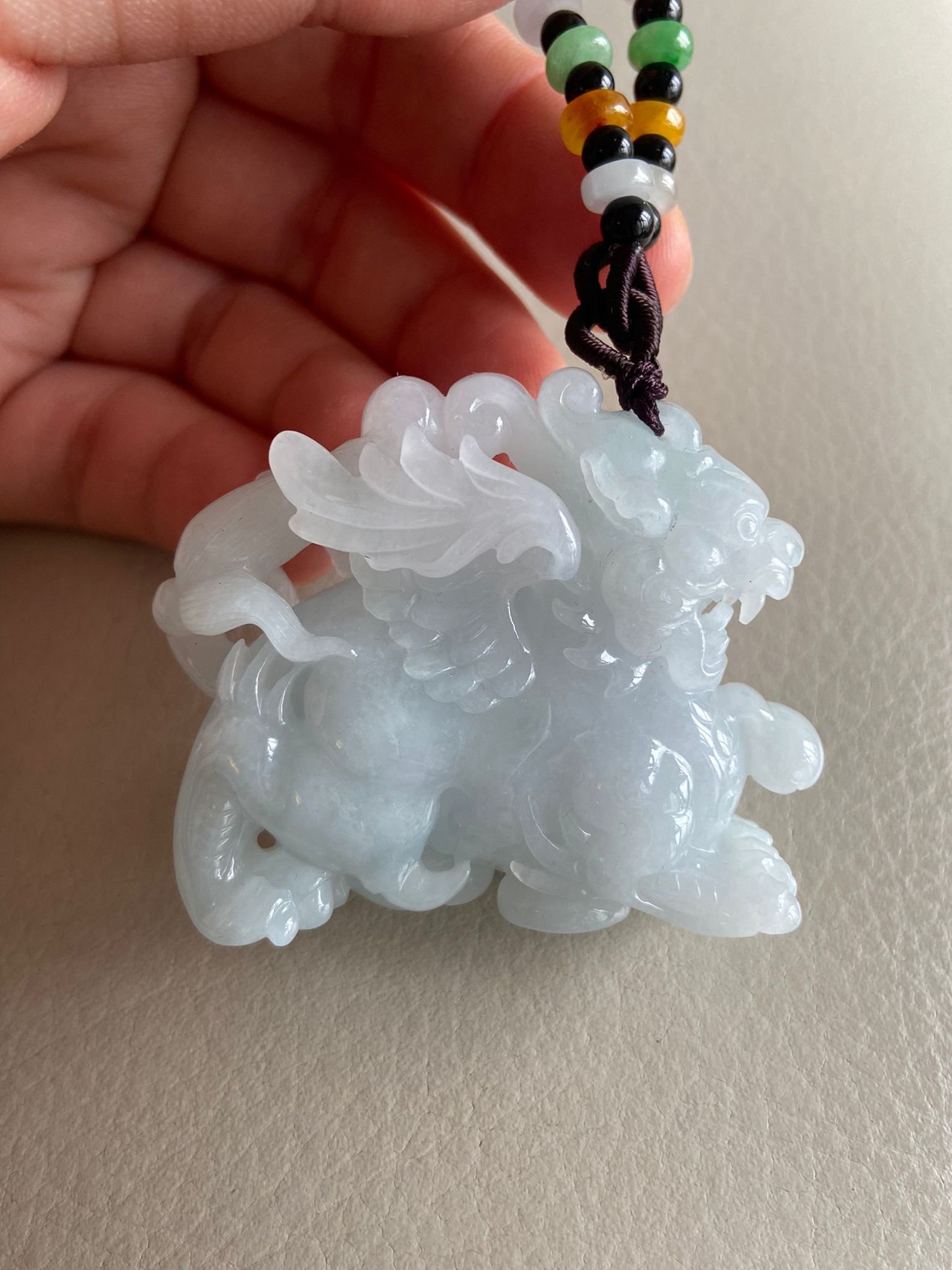 Chinese Pixiu (貔貅) Jadeite Jade Pendant, Light Green, Natural Grade A ...