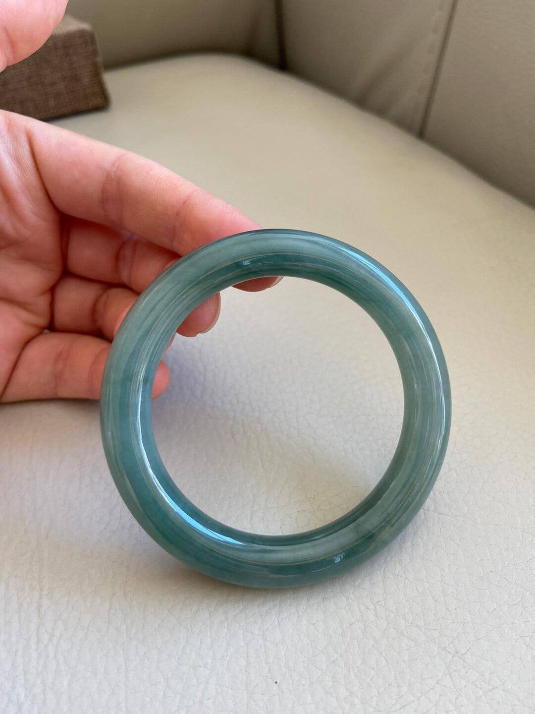 Jade Bangle 52.8mm (2.08"), Round Shape, Light Green, Jadeite Bracelet ...