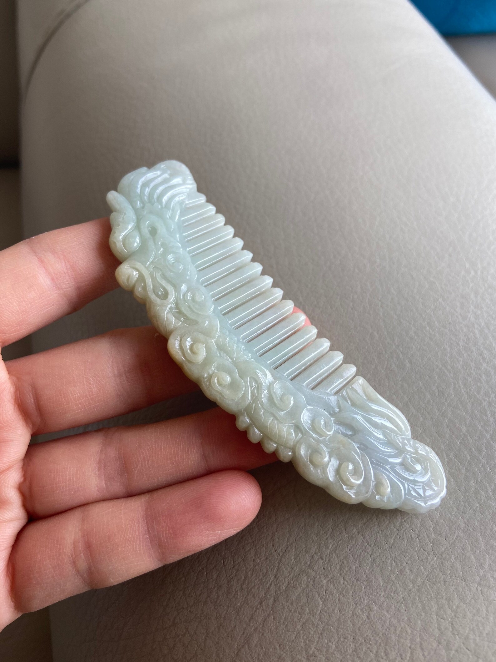 Jadeite Jade Comb, Light Green, Natural Grade A Jade, Burma Burmese ...