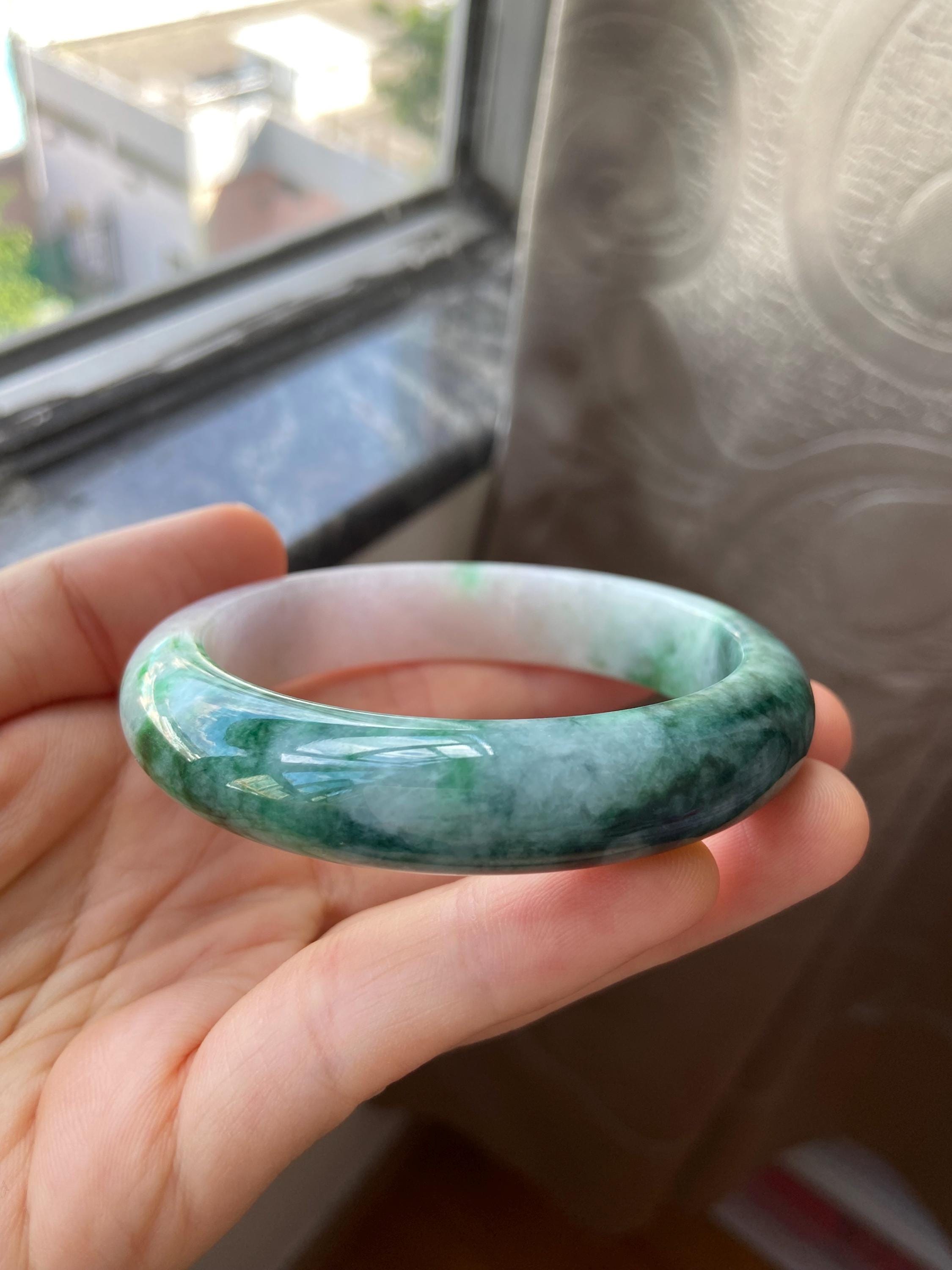 Jade Bangle 59.4mm (2.34"), Round Shape, Green & Lavender, Jadeite ...