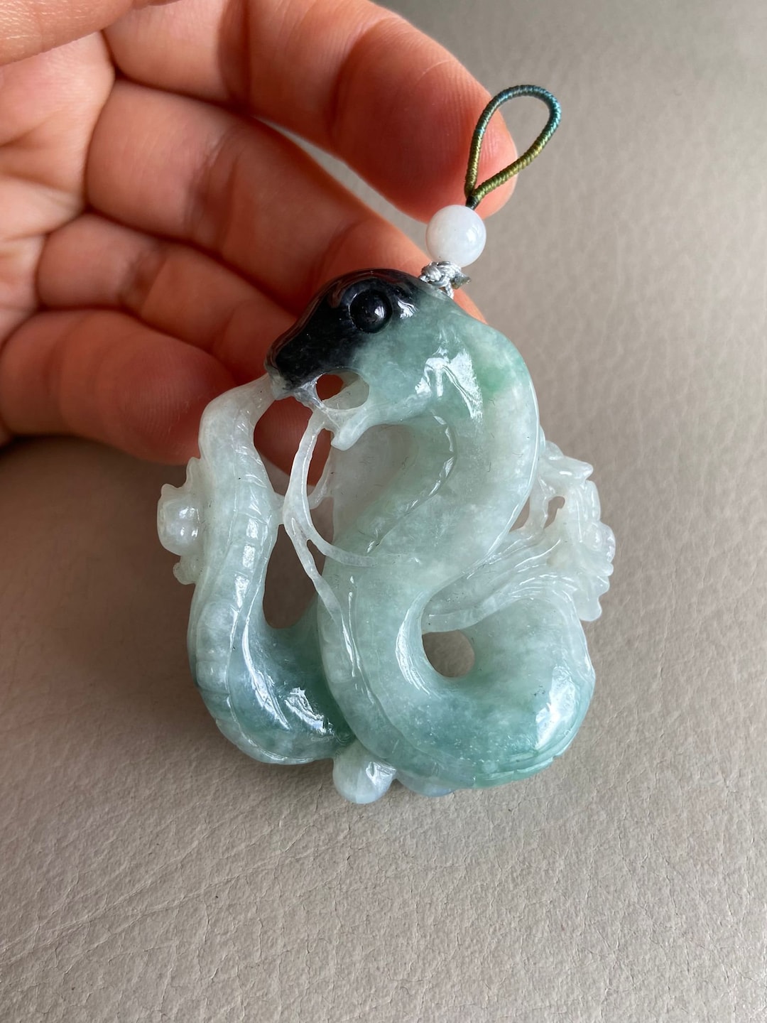 Lucky Snake Jadeite Jade Pendant, Light Green, Natural Grade A Jade ...