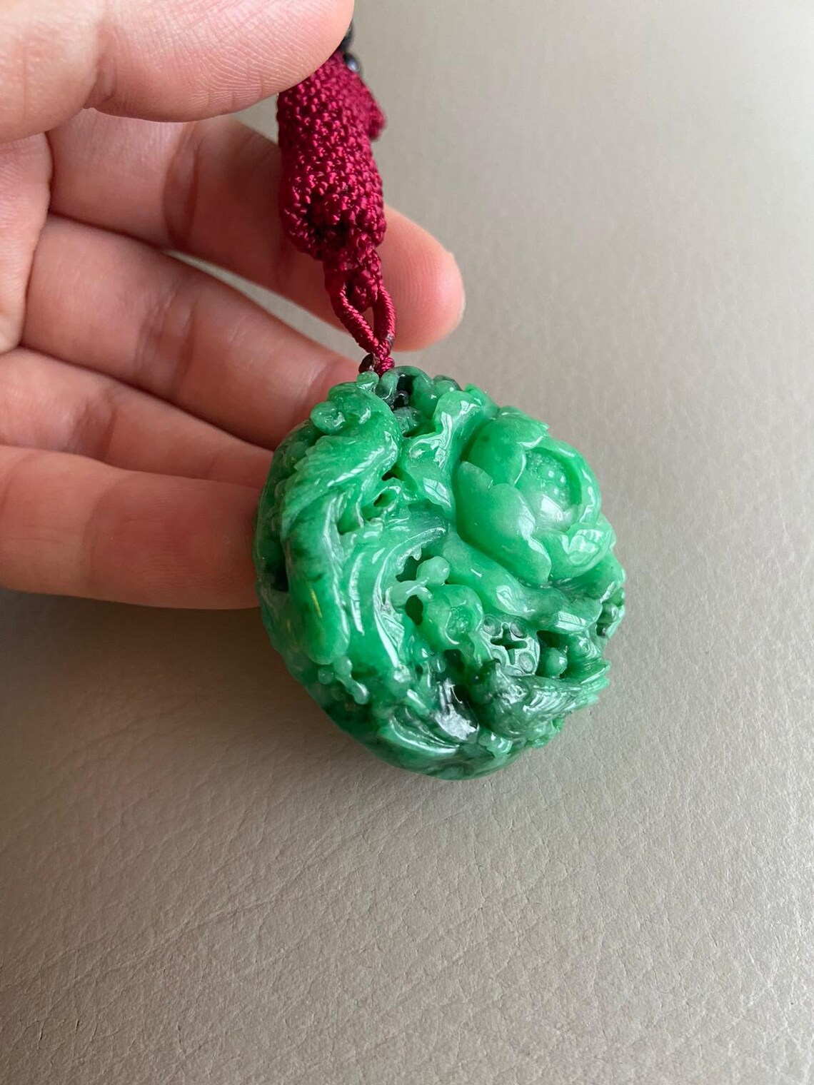 Flower & Bird Jadeite Jade Pendant Light Green Natural Grade | Etsy