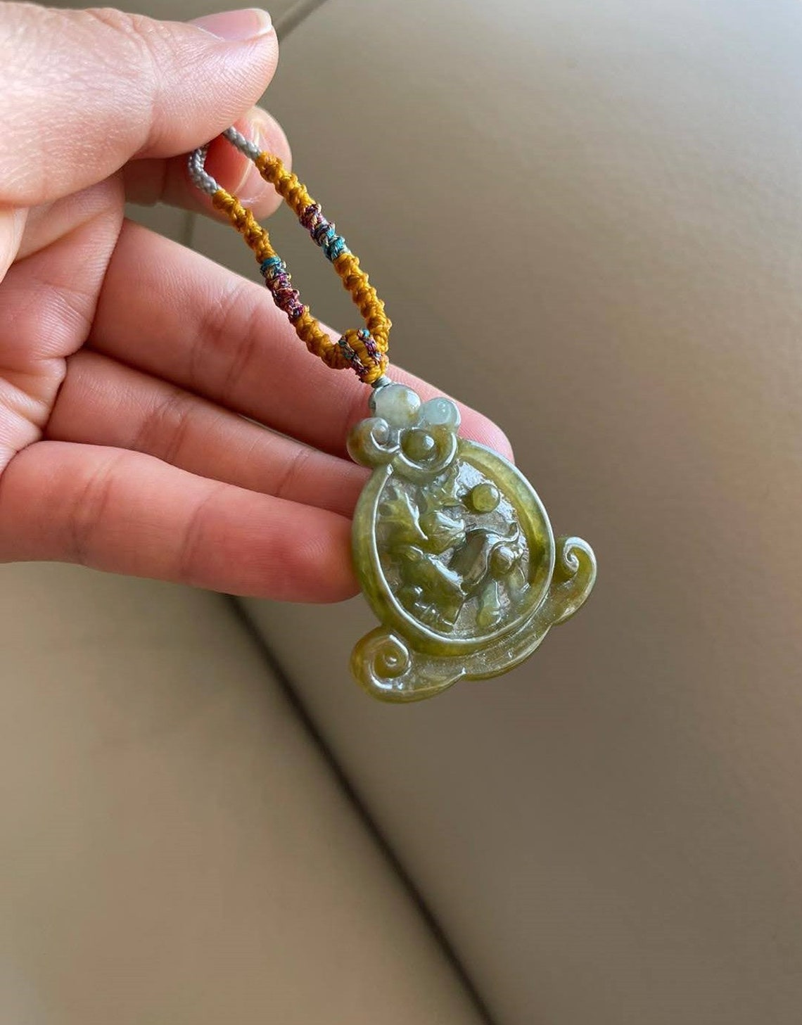 Deer Jadeite Jade Pendant Green & Yellow Natural Grade A - Etsy