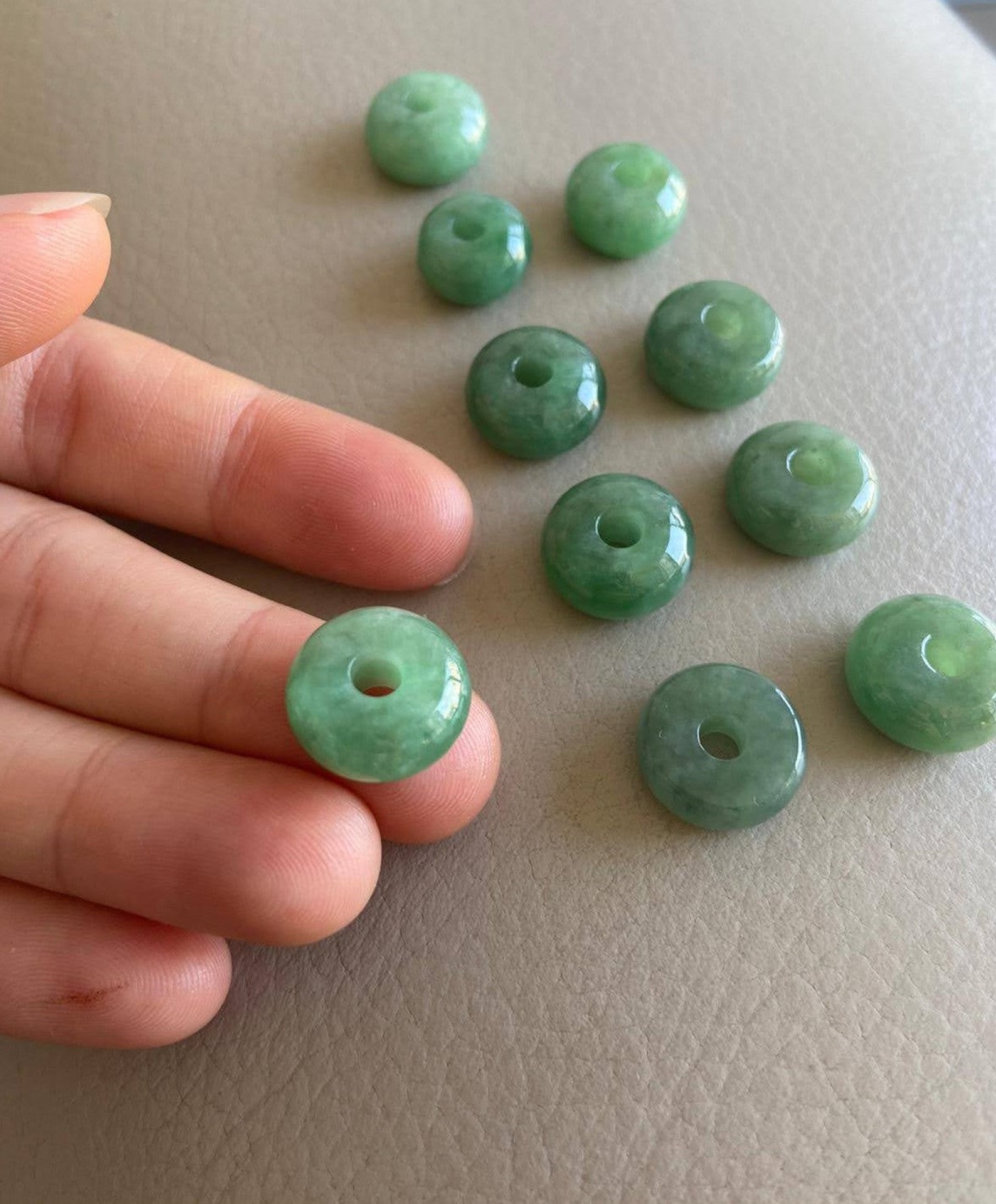 Jadeite Jade Pendant Donut Shape Light Green & Green - Etsy