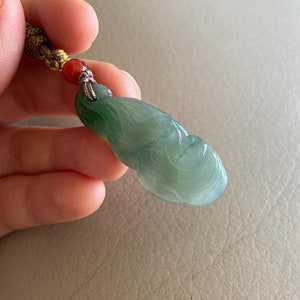 Nine-tailed Fox Jadeite Jade Pendant for Necklace, Light Green, Natural ...