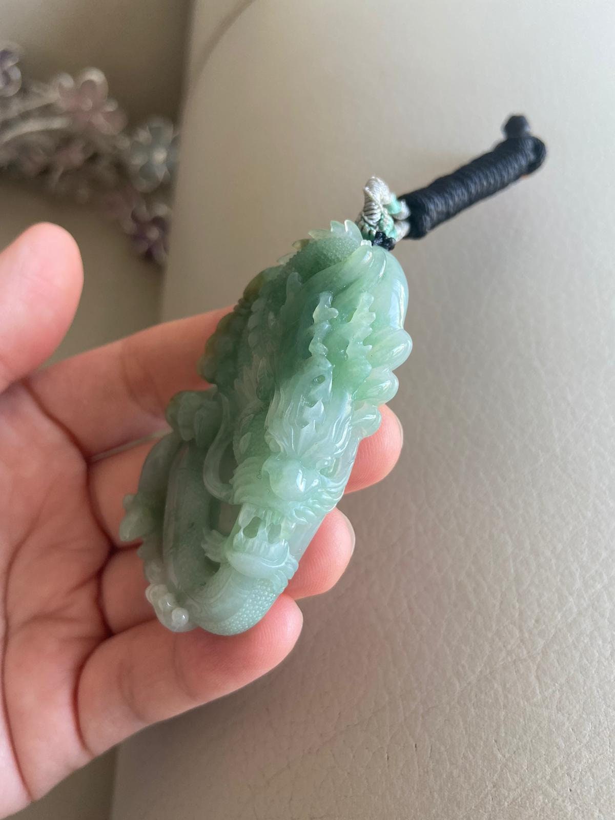 Chinese Dragon Jadeite Jade Pendant Light Green Natural | Etsy