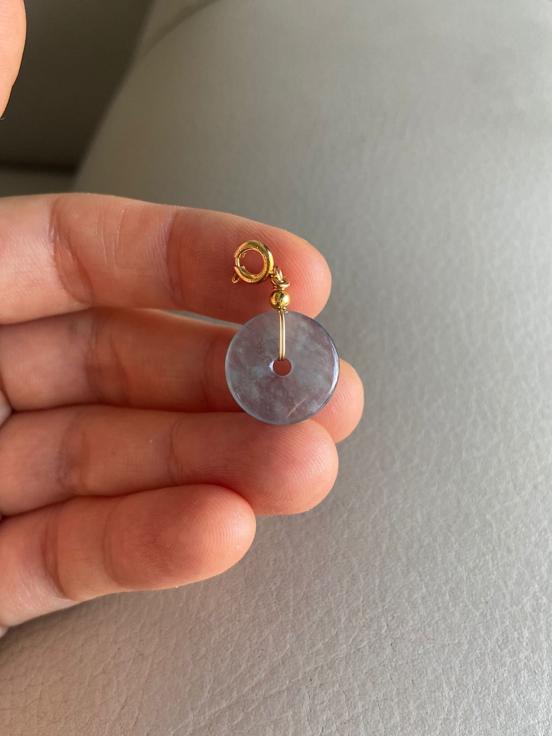 Jadeite Jade Donut Bead Pendant, Light Green, Natural Grade A Jade ...