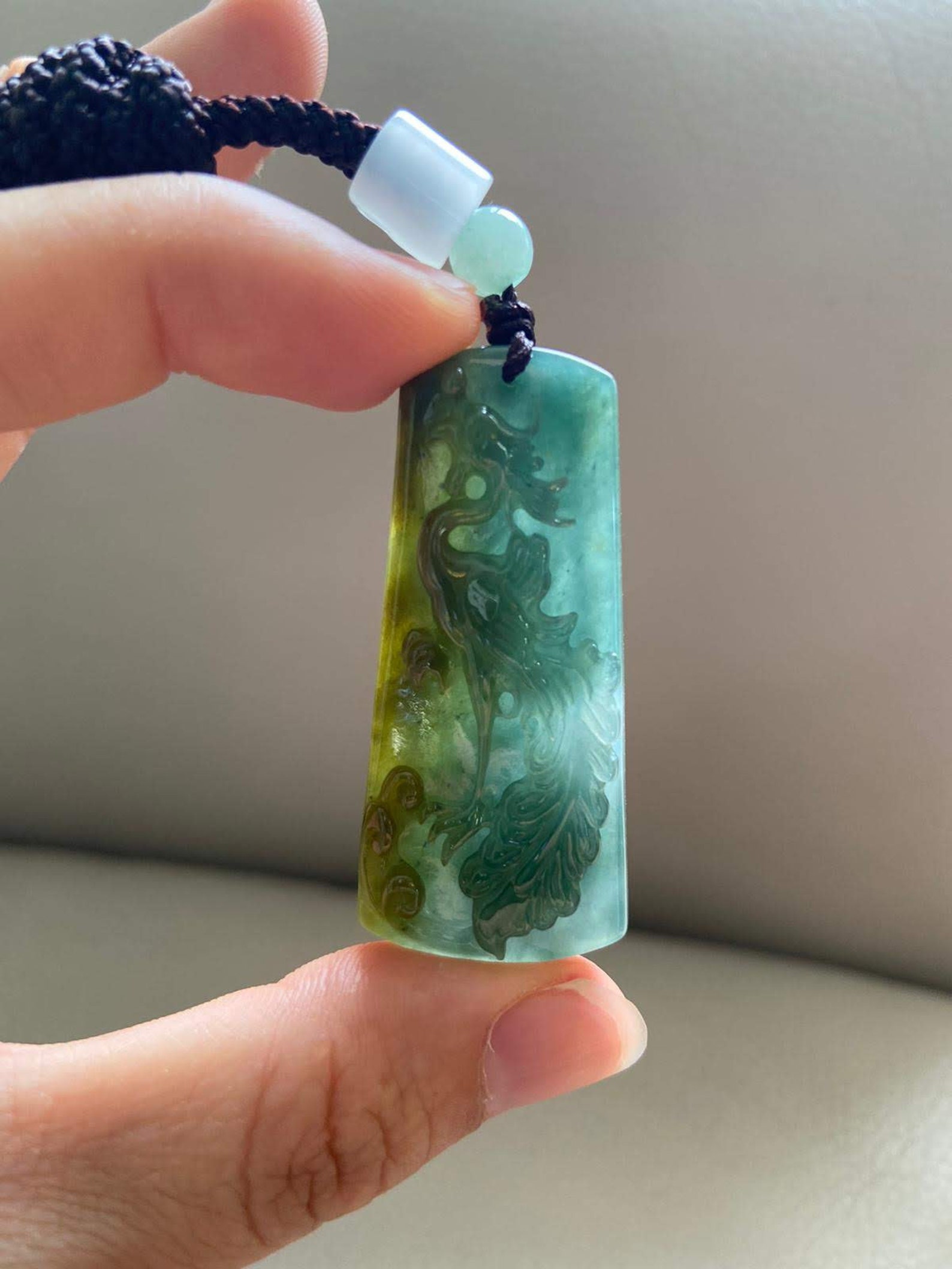 Chinese Phoenix Jadeite Jade Pendant for Necklace Green and - Etsy