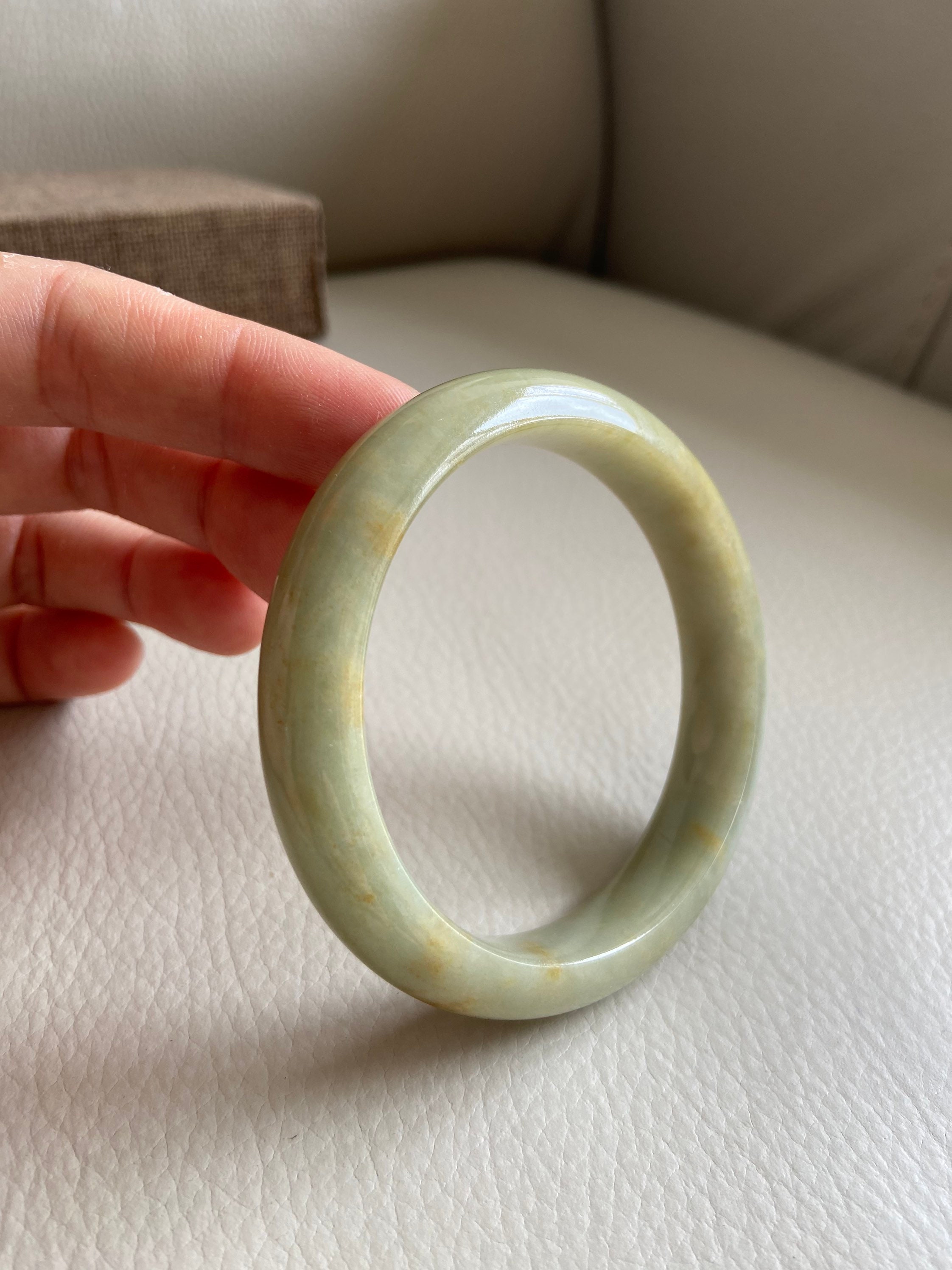 Jade Bangle 58.7mm 2.31 Round Shape Light Green with | Etsy