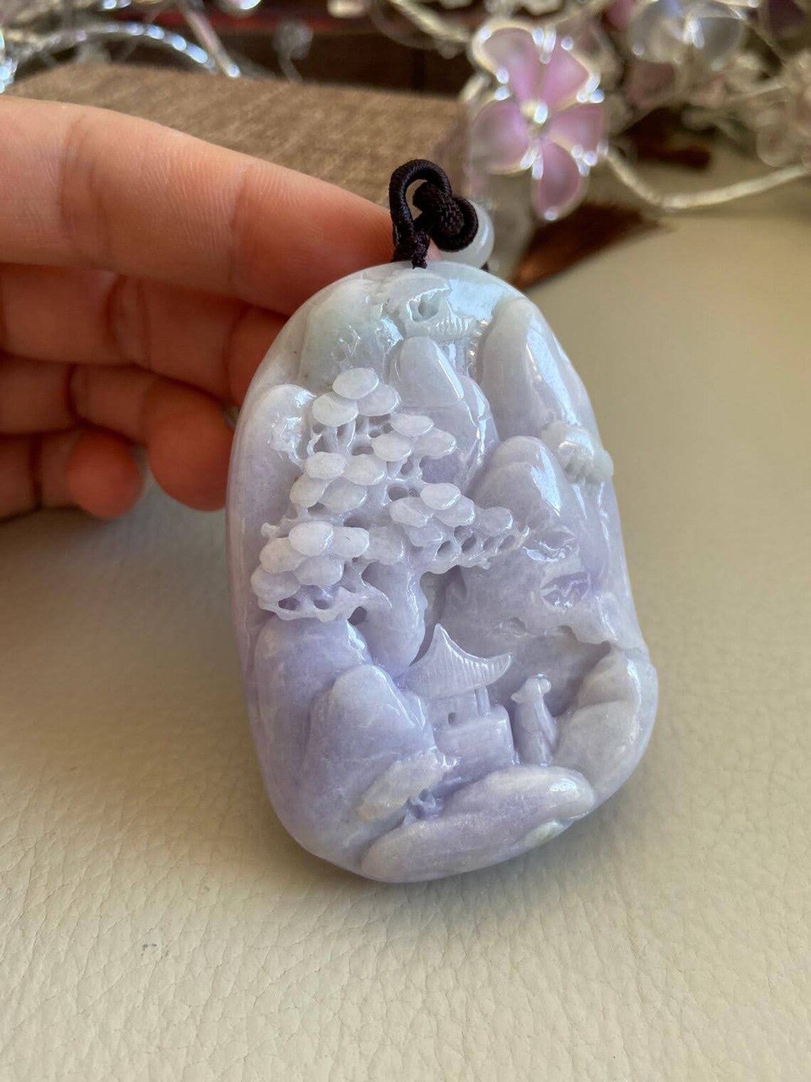 Carved Landscape Jadeite Jade Pendant Chinese Style Scenery - Etsy