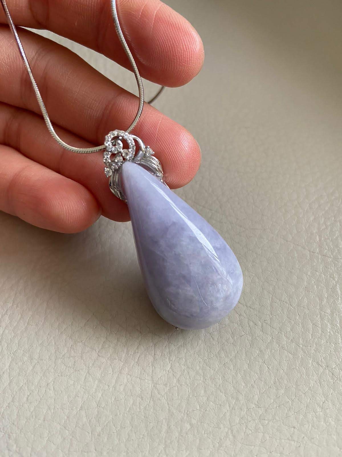 Water Drop Jadeite Jade Pendant Light Lavender Natural Grade - Etsy