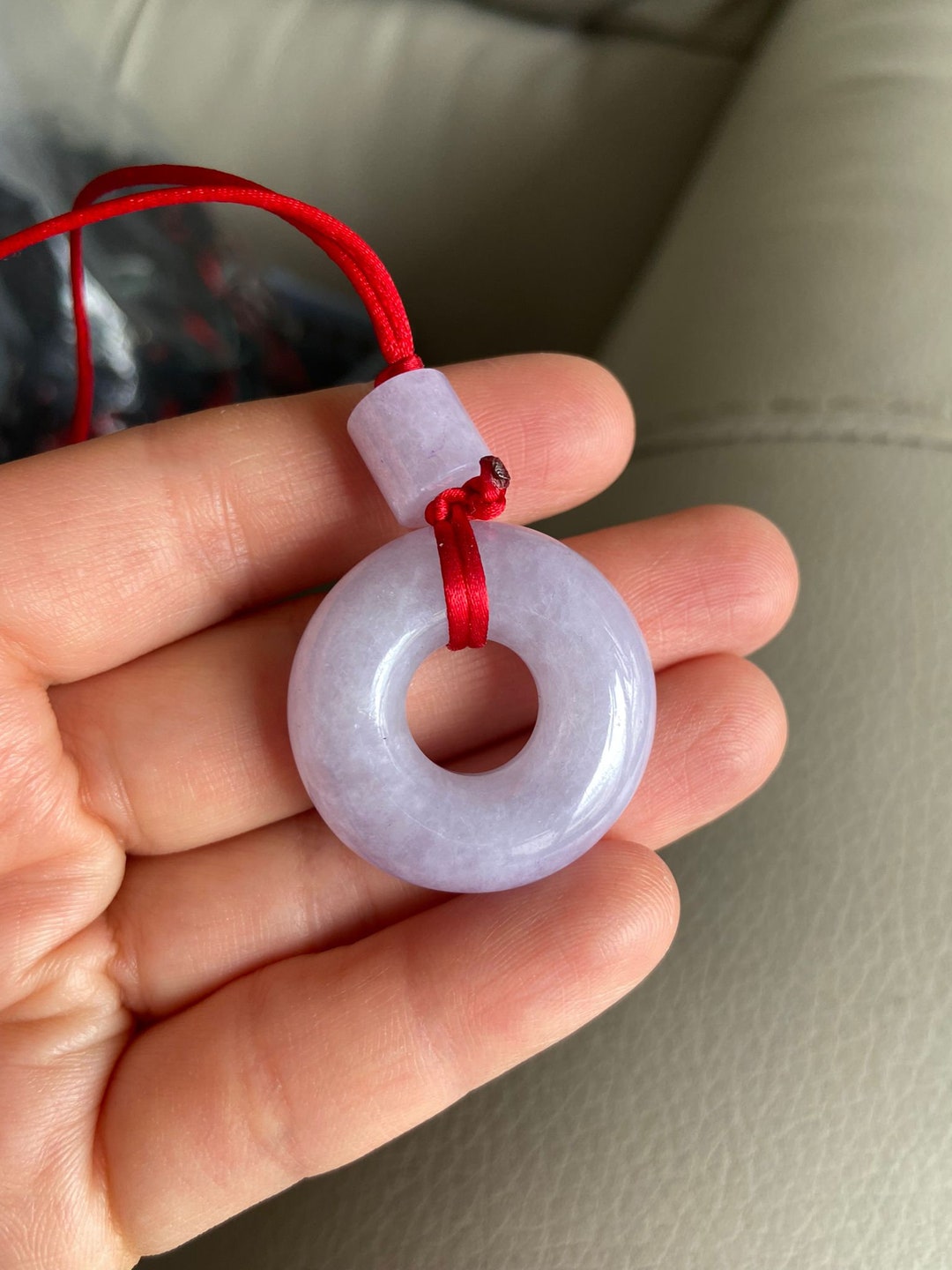 Jadeite Jade Donut Pendant, Light Lavender & Green, Natural Grade A ...