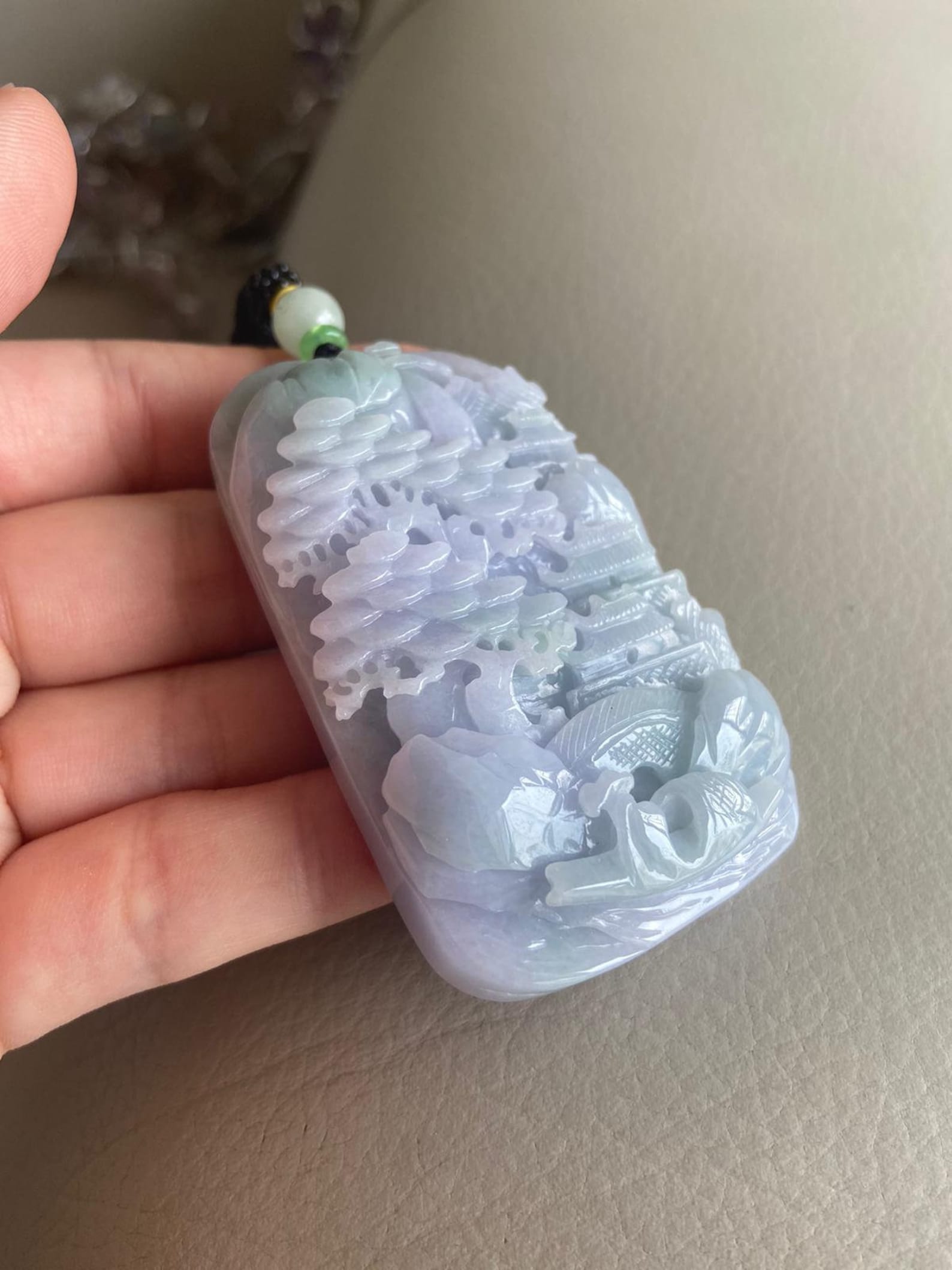 Carved Landscape Jadeite Jade Pendant Chinese Style Scenery - Etsy