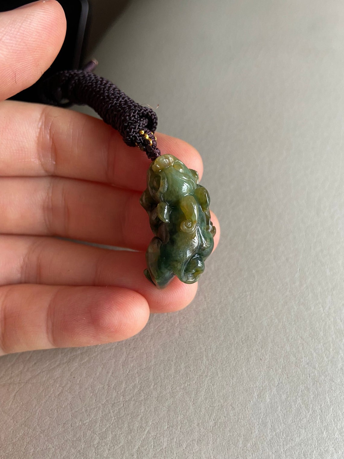 Chinese Pixiu (貔貅) Jadeite Jade Pendant, Green, Natural Grade A Jade ...