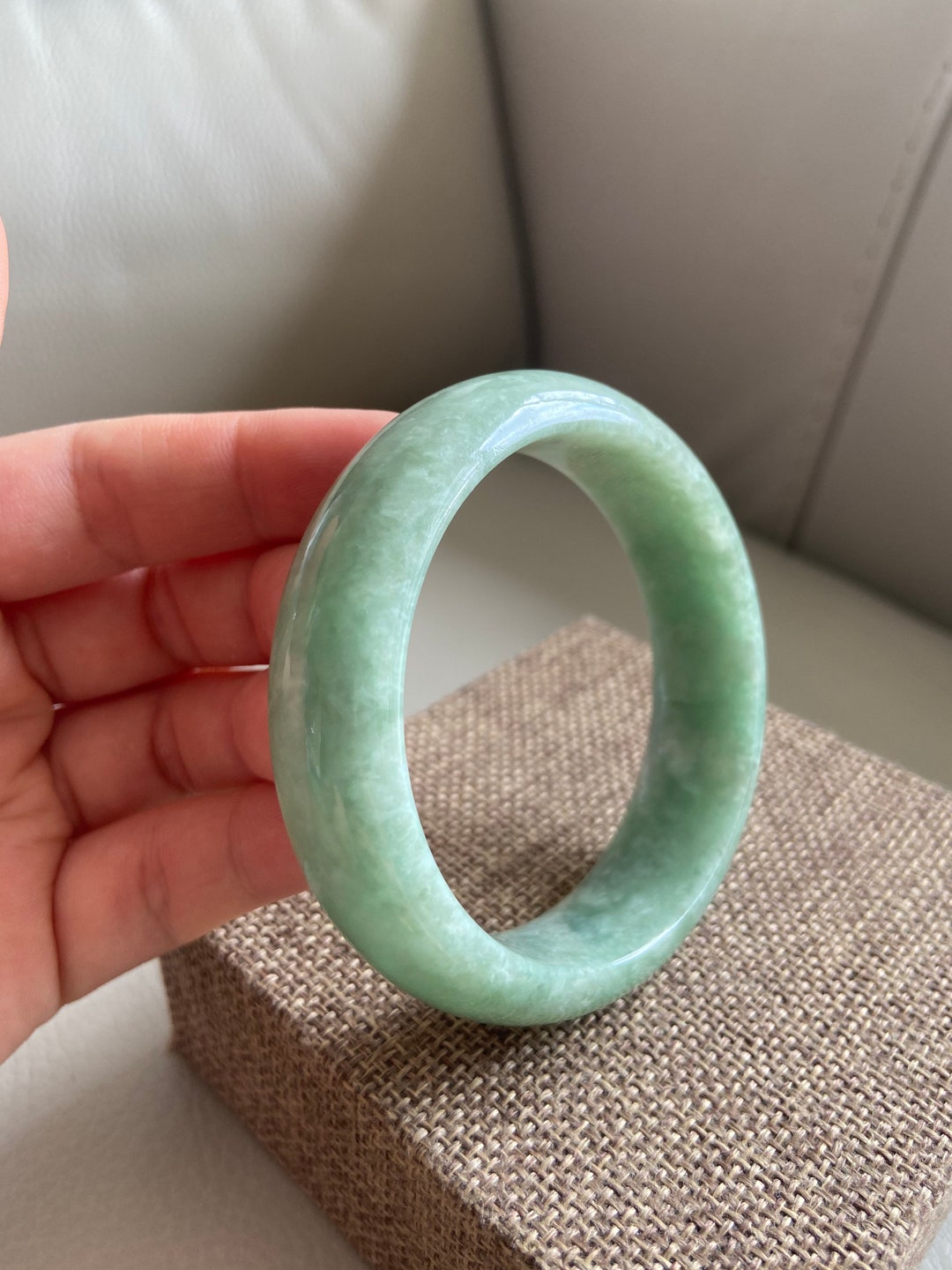 Jade Bangle 58.6mm (2.31"), Natural Jadeite Bracelet Bangle in Round ...