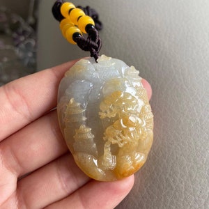 Carved Landscape Jadeite Jade Pendant, Chinese Style Scenery, Bridge ...