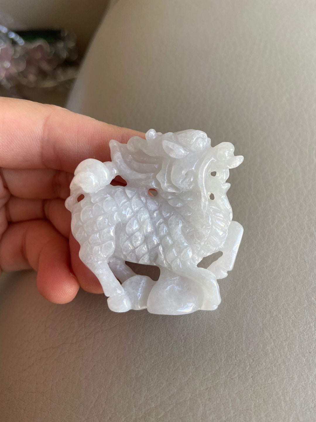 Qilin (or Kirin 麒麟) Jadeite Jade Pendant, Light Green, Natural Grade A ...