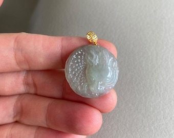 Chinese Dragon Jadeite Jade Pendant, Light Green, Natural Grade A Jade ...