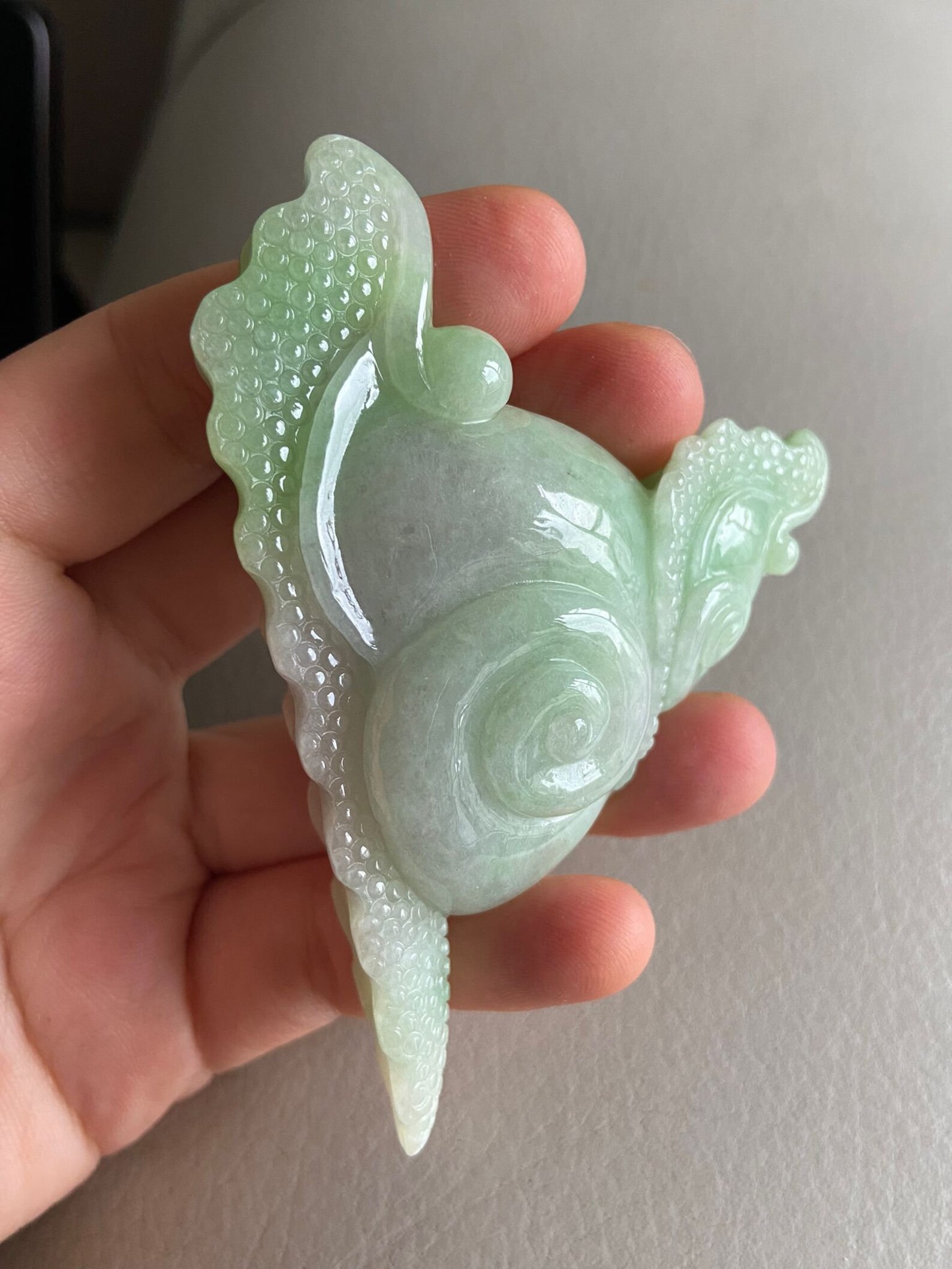Snail Jadeite Jade Statue, Light Green, Natural Grade A Jade Certified ...