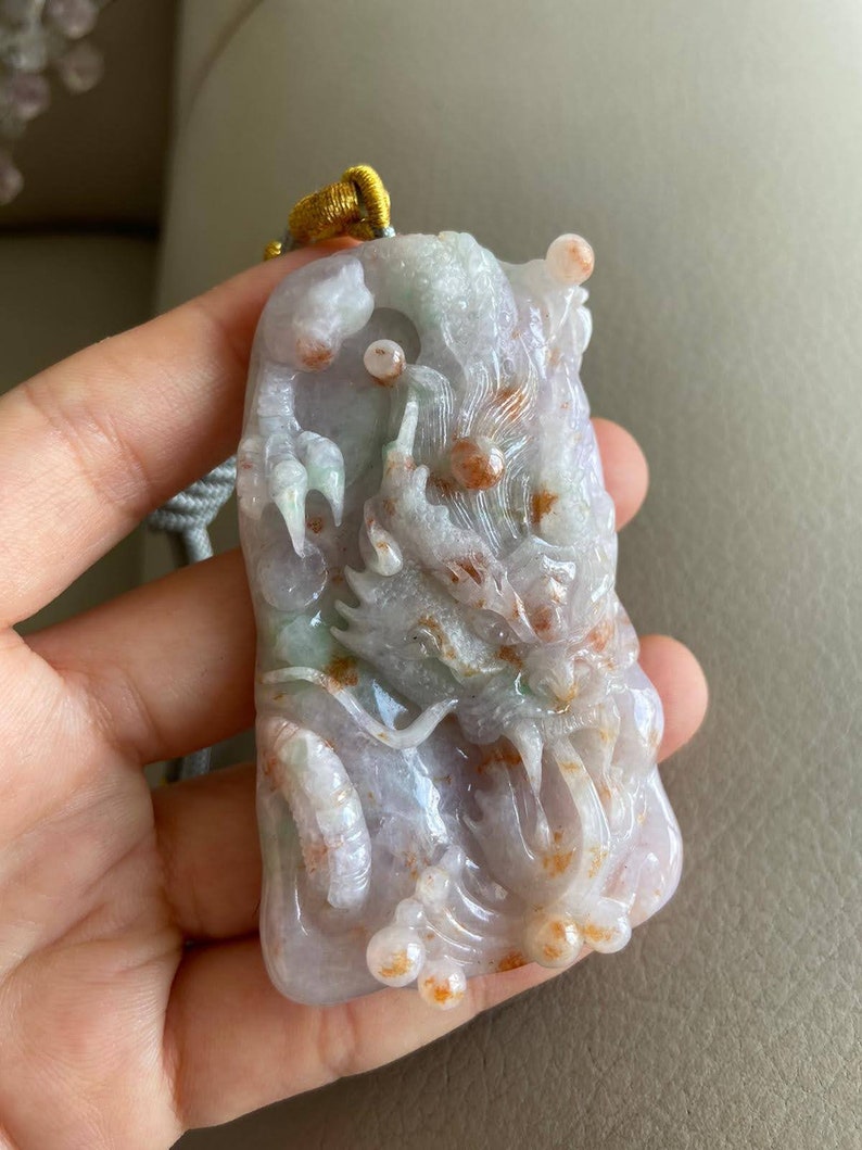 Chinese Dragon Jadeite Jade Pendant Light Lavender & Maroon - Etsy