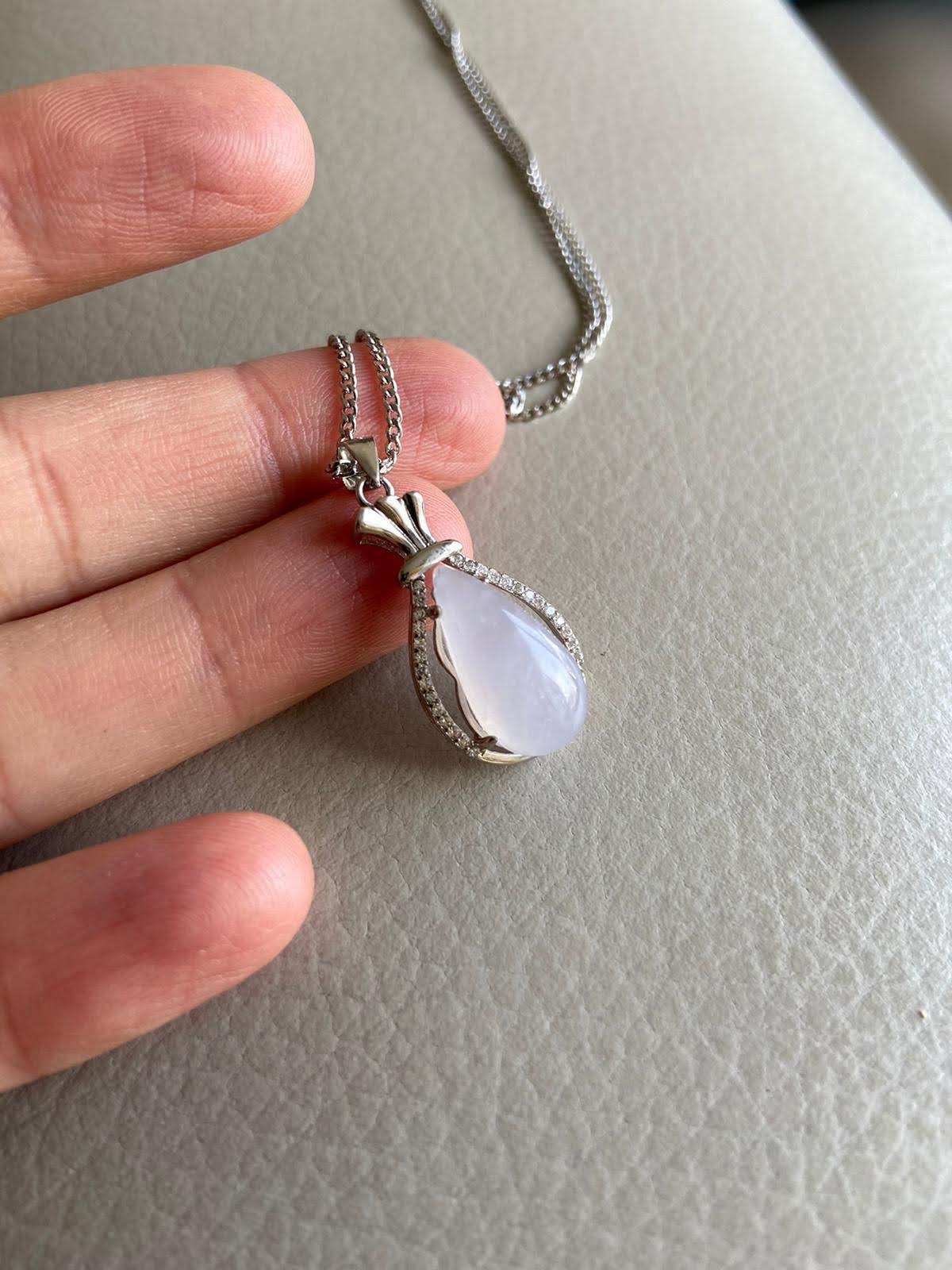 Water Drop Jadeite Jade Pendant, Light Lavender, Natural Grade A Jade ...