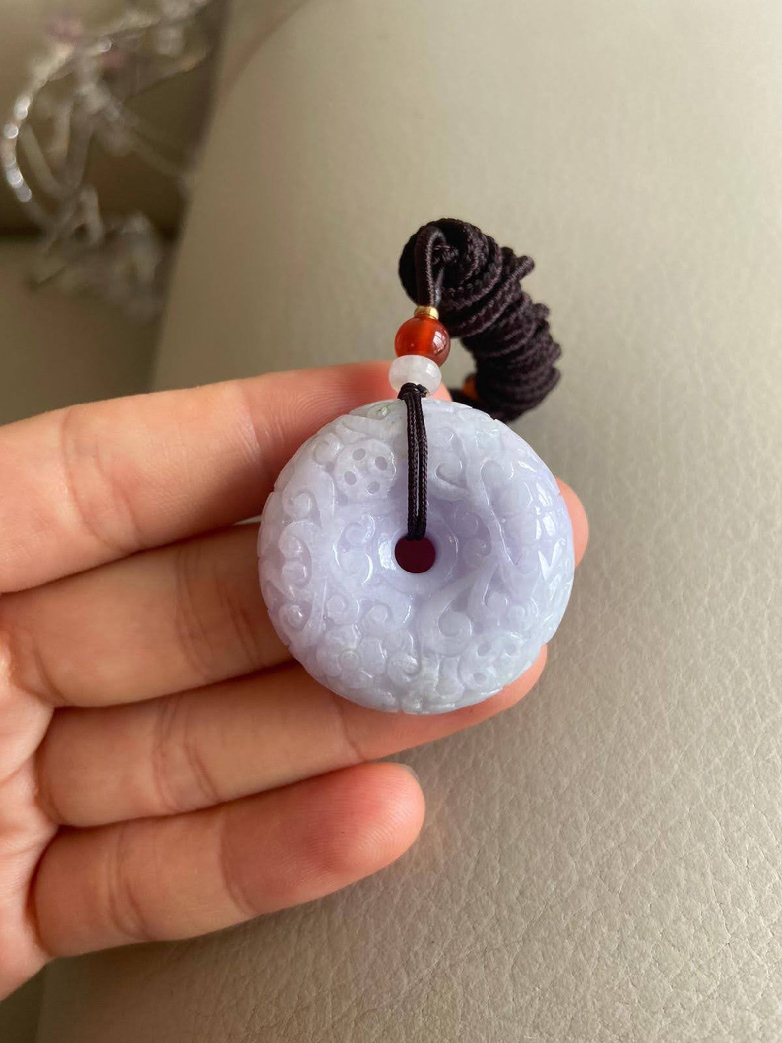 Jadeite Jade Donut Pendant Light Lavender Certified Natural | Etsy