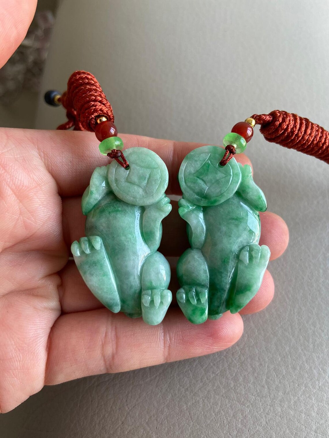 Pair Chinese Pixiu 貔貅 Jadeite Jade Pendant Light Green - Etsy
