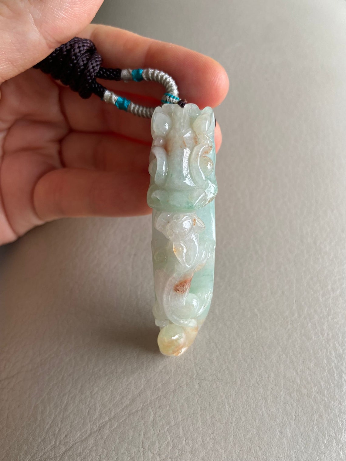 Chinese Dragon Hook Jadeite Jade Pendant, Light Green, Natural Grade A ...