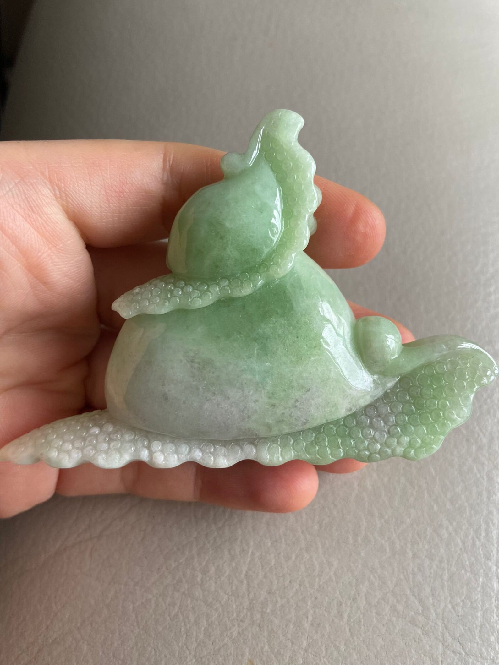 Snail Jadeite Jade Statue, Light Green, Natural Grade A Jade Certified ...