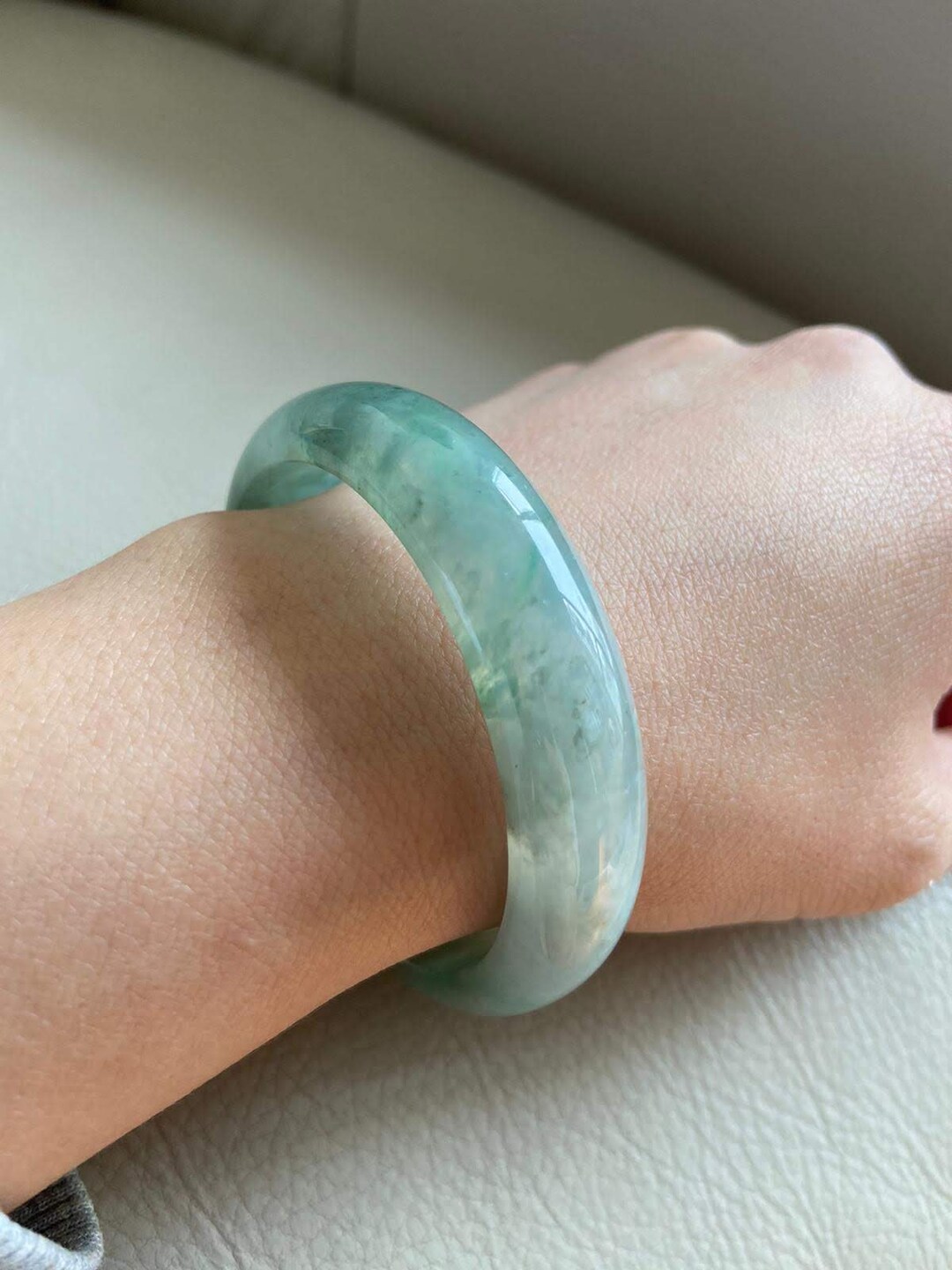 Jade Bangle 56.0mm (2.20"), Round Shape, Light Green, Natural Jadeite ...