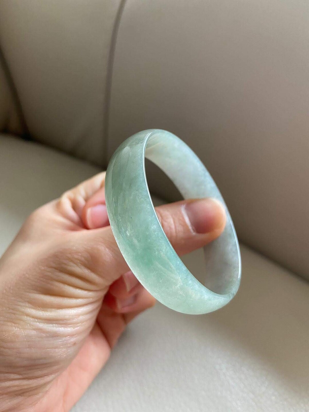 Jade Bangle 51.0mm 2.01, Round Shape, Light Green, Jadeite Bracelet ...