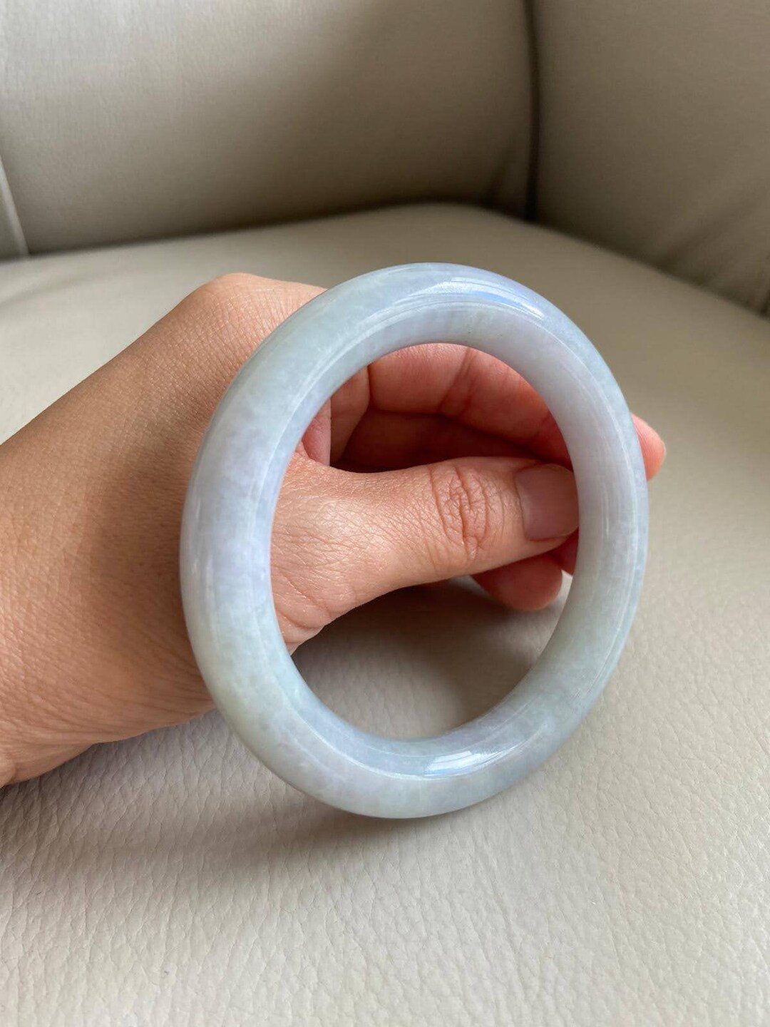 Jade Bangle 61.3mm 2.41, Round Shape, Light Green, Jadeite Bracelet ...