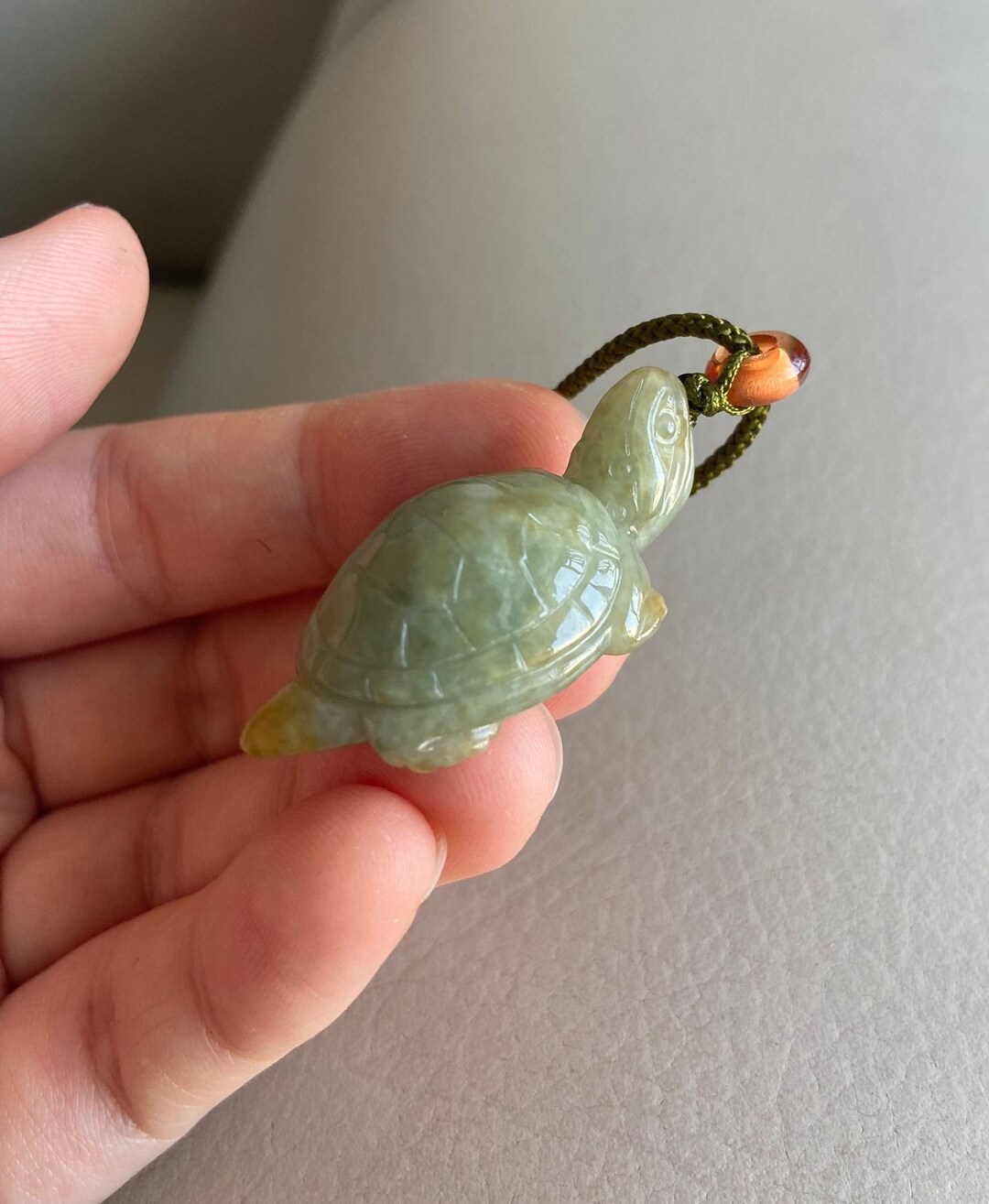Turtle Jadeite Jade Pendant, Light Green, Untreated Natural Grade A ...