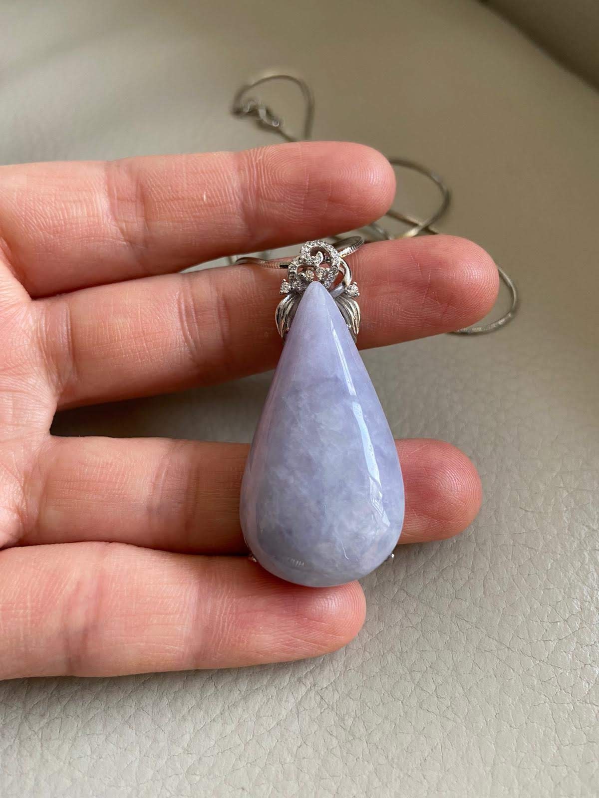 Water Drop Jadeite Jade Pendant Light Lavender Natural Grade - Etsy