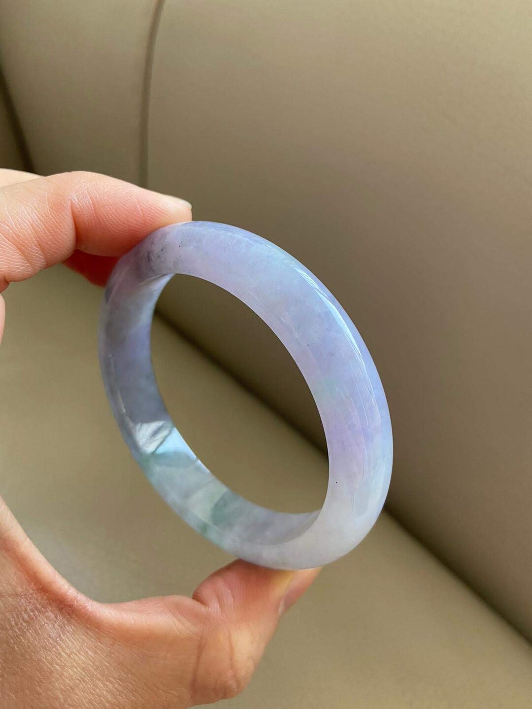 Jade Bangle 56.0mm (2.20"), Round Shape, Light Lavender & Green ...