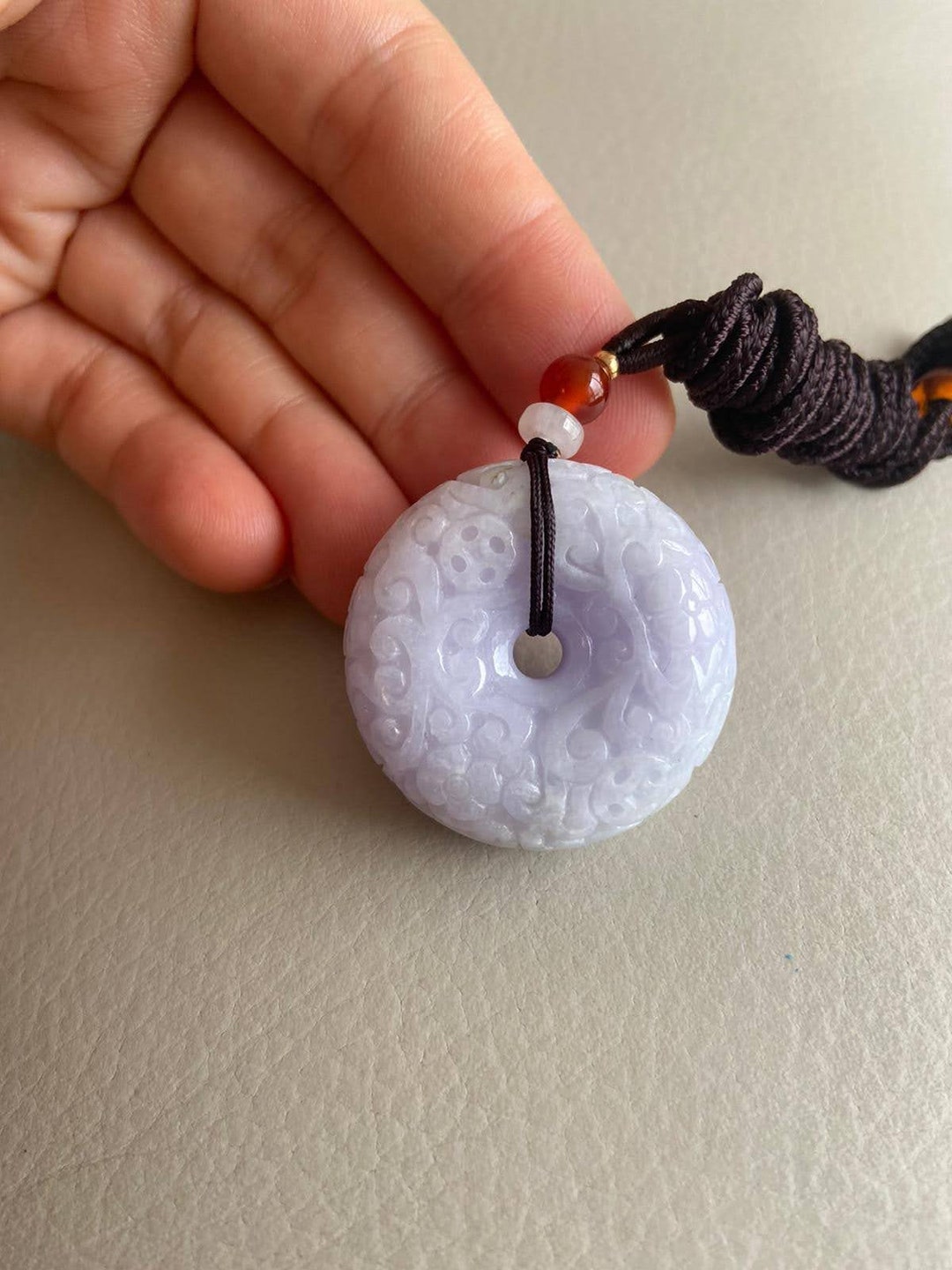 Jadeite Jade Donut Pendant, Light Lavender, Certified Natural Grade A ...