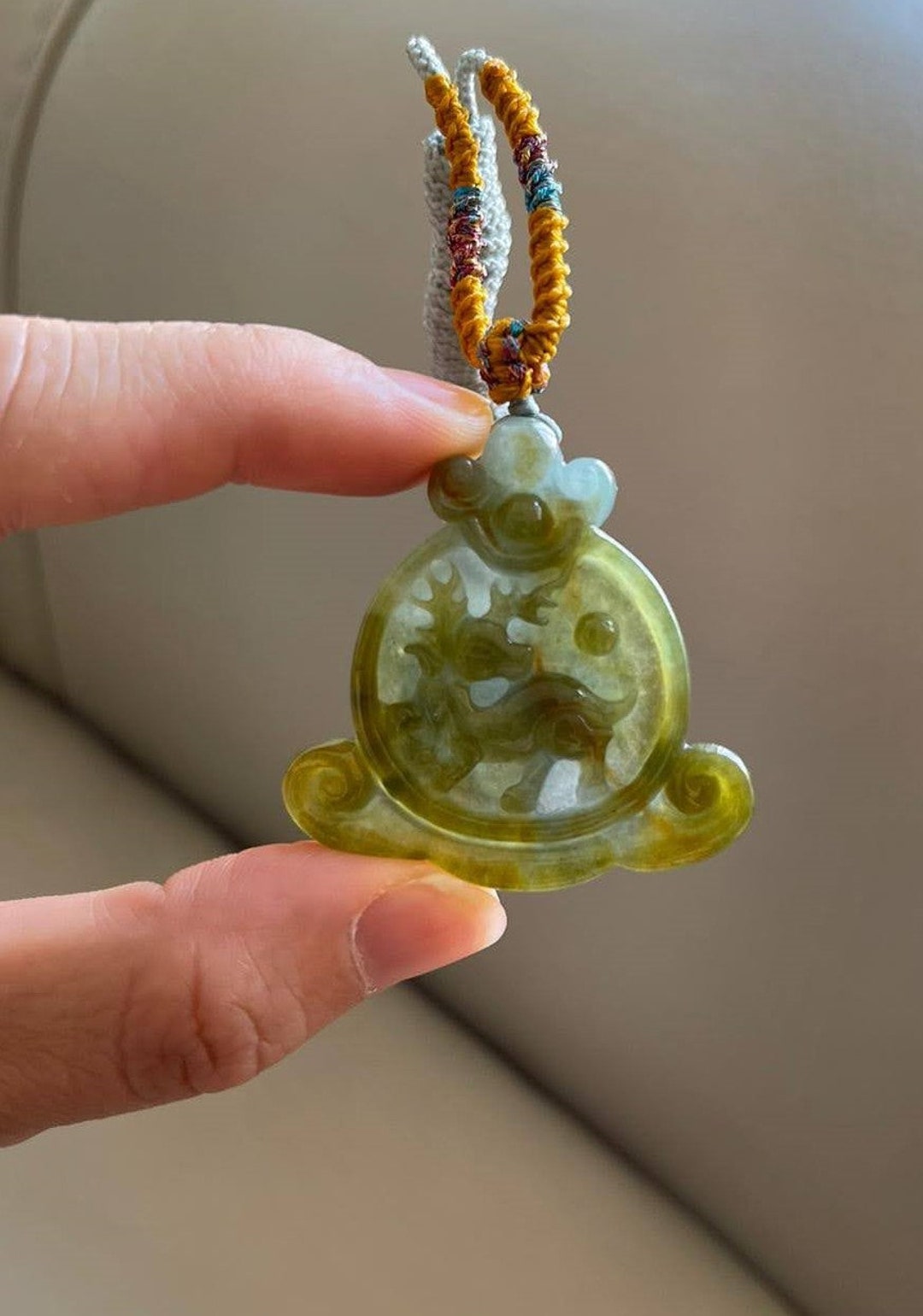 Deer Jadeite Jade Pendant, Green & Yellow, Natural Grade A Jade ...