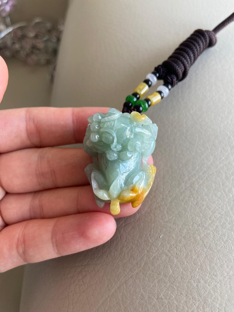 Chinese Pixiu 貔貅 Jadeite Jade Pendant Light Green & Yellow | Etsy