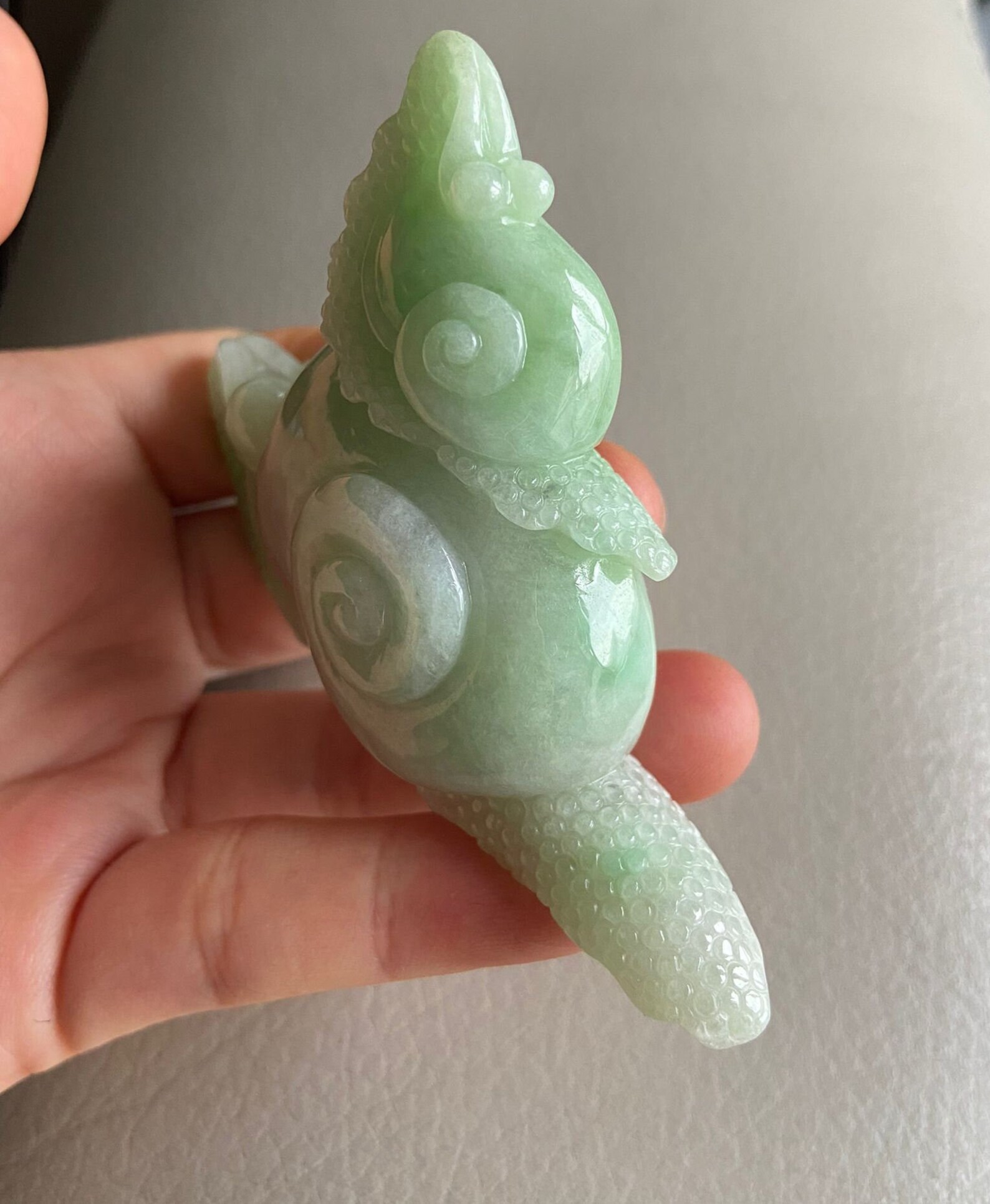 Snail Jadeite Jade Statue, Light Green, Natural Grade A Jade Certified ...