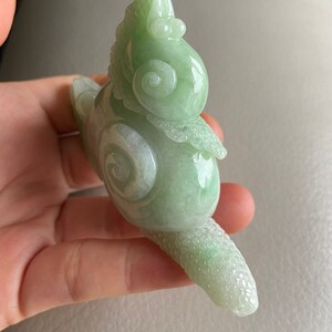 Snail Jadeite Jade Statue, Light Green, Natural Grade A Jade Certified ...